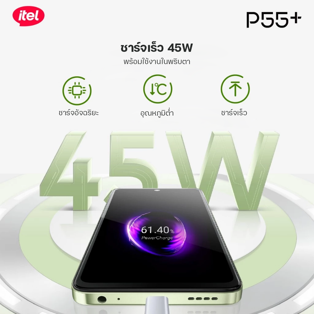 ITEL P55+ 16(8+8)/256GB | ชาร์จเร็ว 45W | หน้าจอ HD+ 90Hz|NFC|สมาร์ทโฟน ...