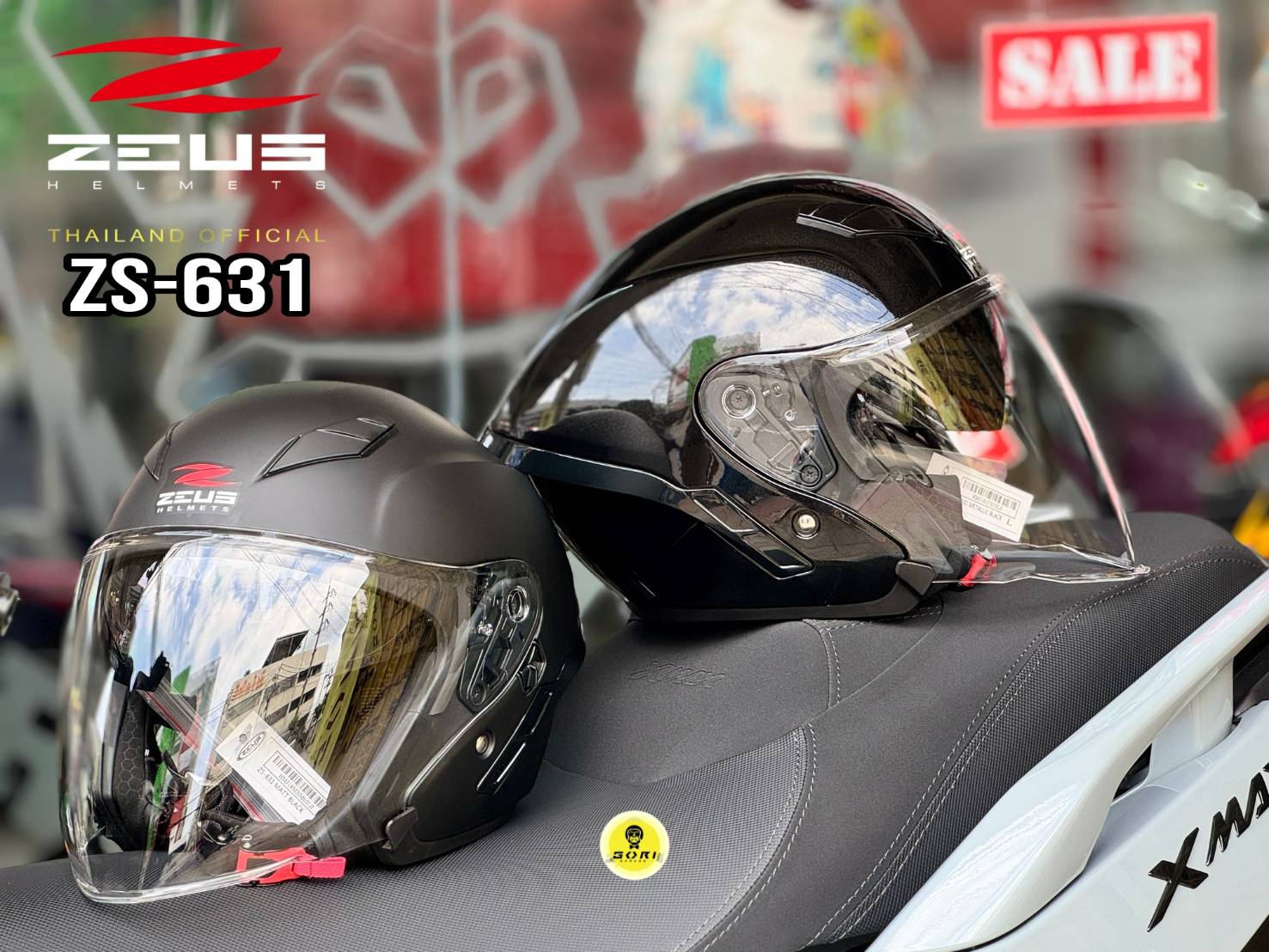 หมวกกันน็อคเปิดหน้า ครึ่งใบ ZEUS ZS-631| Urban Fighter แว่น 2 ชั่น แถม ...