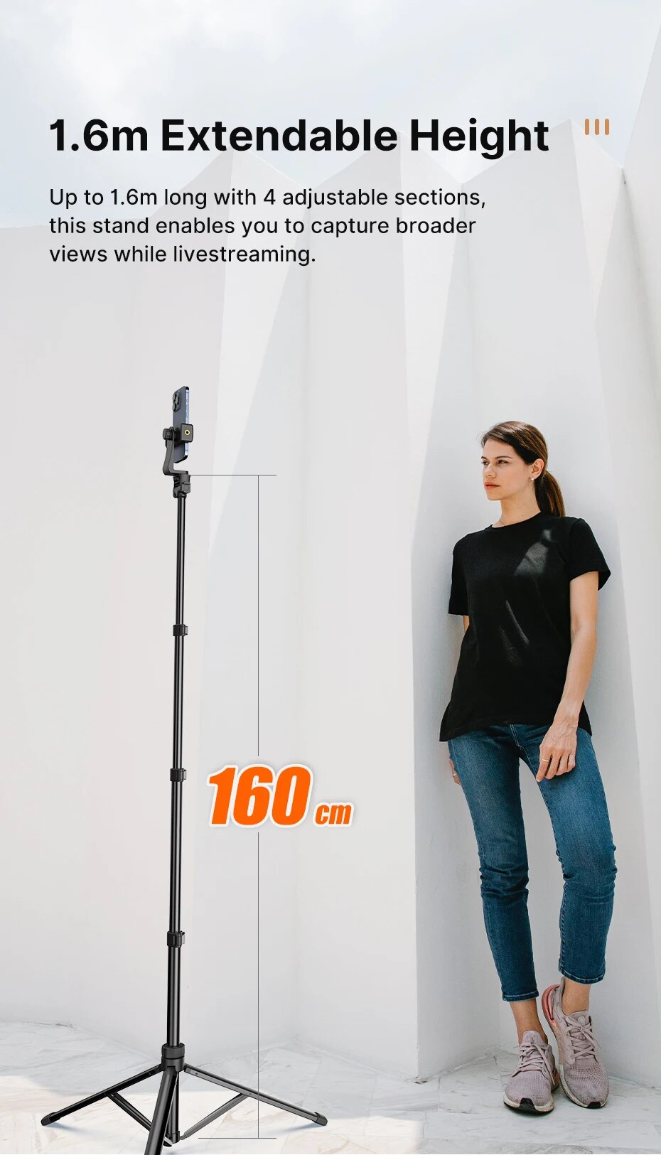 Ulanzi TB64Z 1.6M Live Streaming Kit ขาตั้งมือถือ ไม้เซลฟี่ มีรีโมทบลูทูธ หัวจับมือถือ ต่อไฟไลฟ์ ...