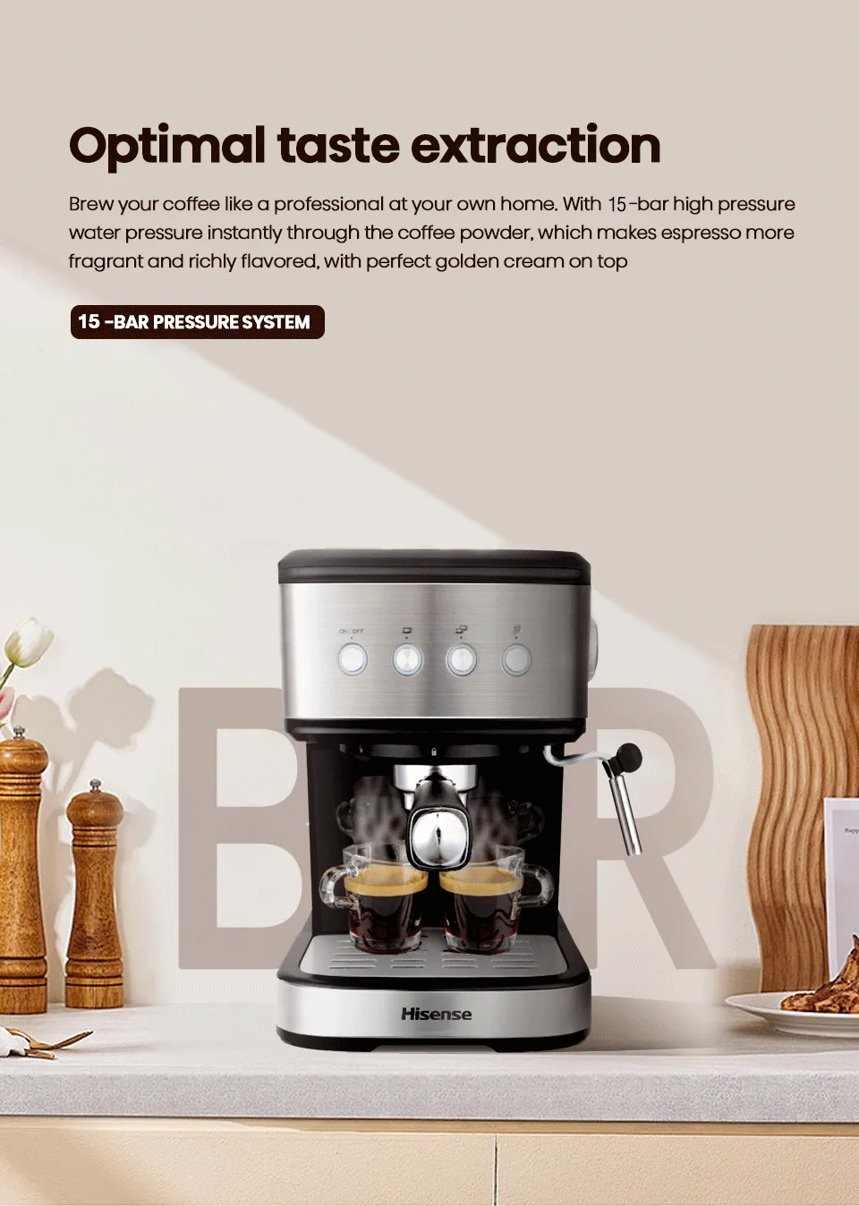 Hisense เครื่องชงกาแฟ Espresso Coffee Maker รุ่น HESCM20BK1 | Shopee ...