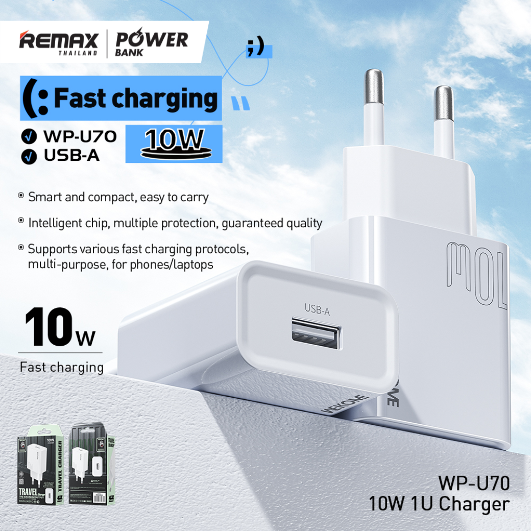 Wekome Adapter Charger รุ่น WP-U70 อะแดปเตอร์ USB 1 พอร์ต ชาร์จเร็ว 10W มีประกันศูนย์ไทย ...
