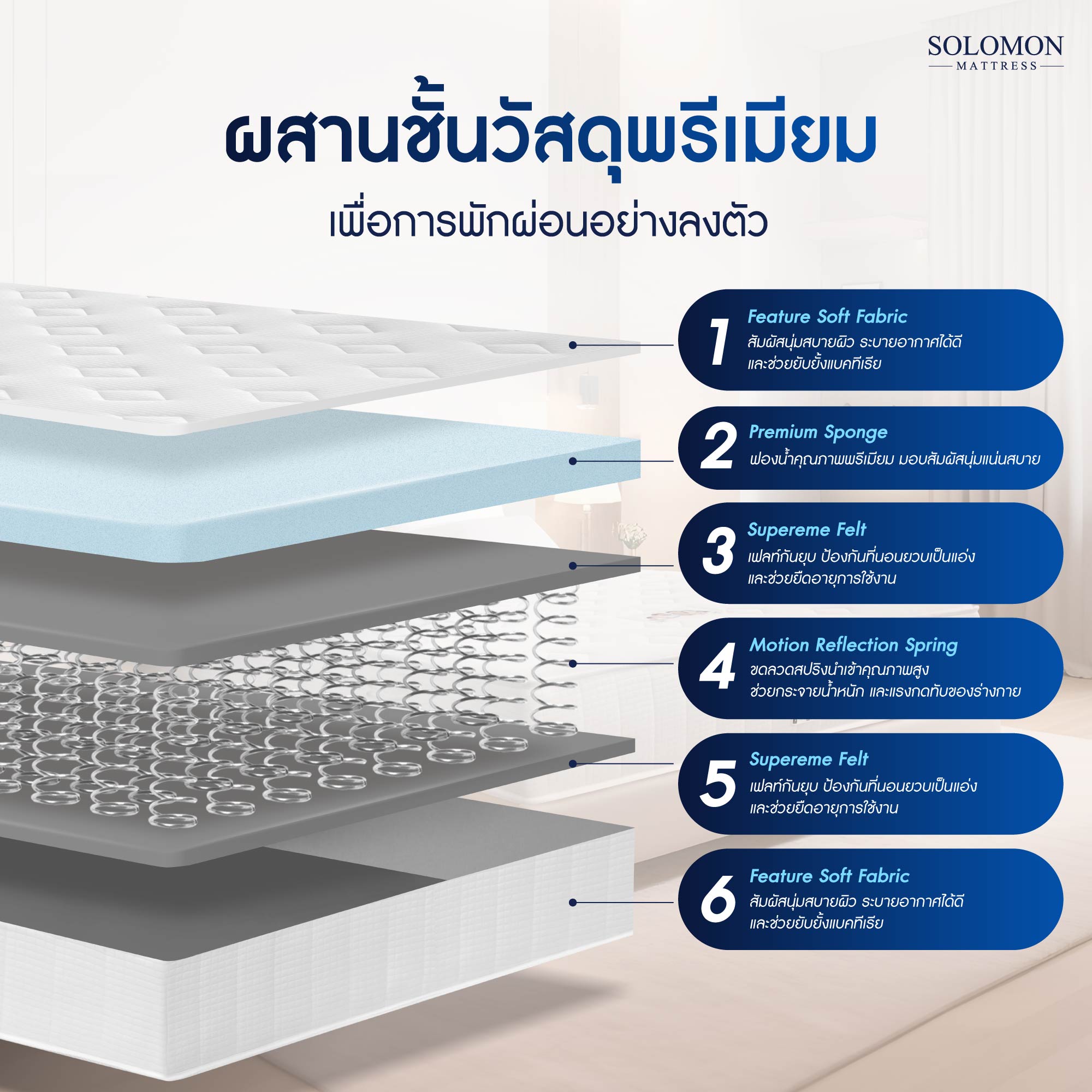 SOLOMON ที่นอนสปริง ขนาด6ฟุต หนา9นิ้ว สูญญากาศ รุ่น Cornflaks แถมหมอนหนุนเกรดโรงแรม | Shopee ...