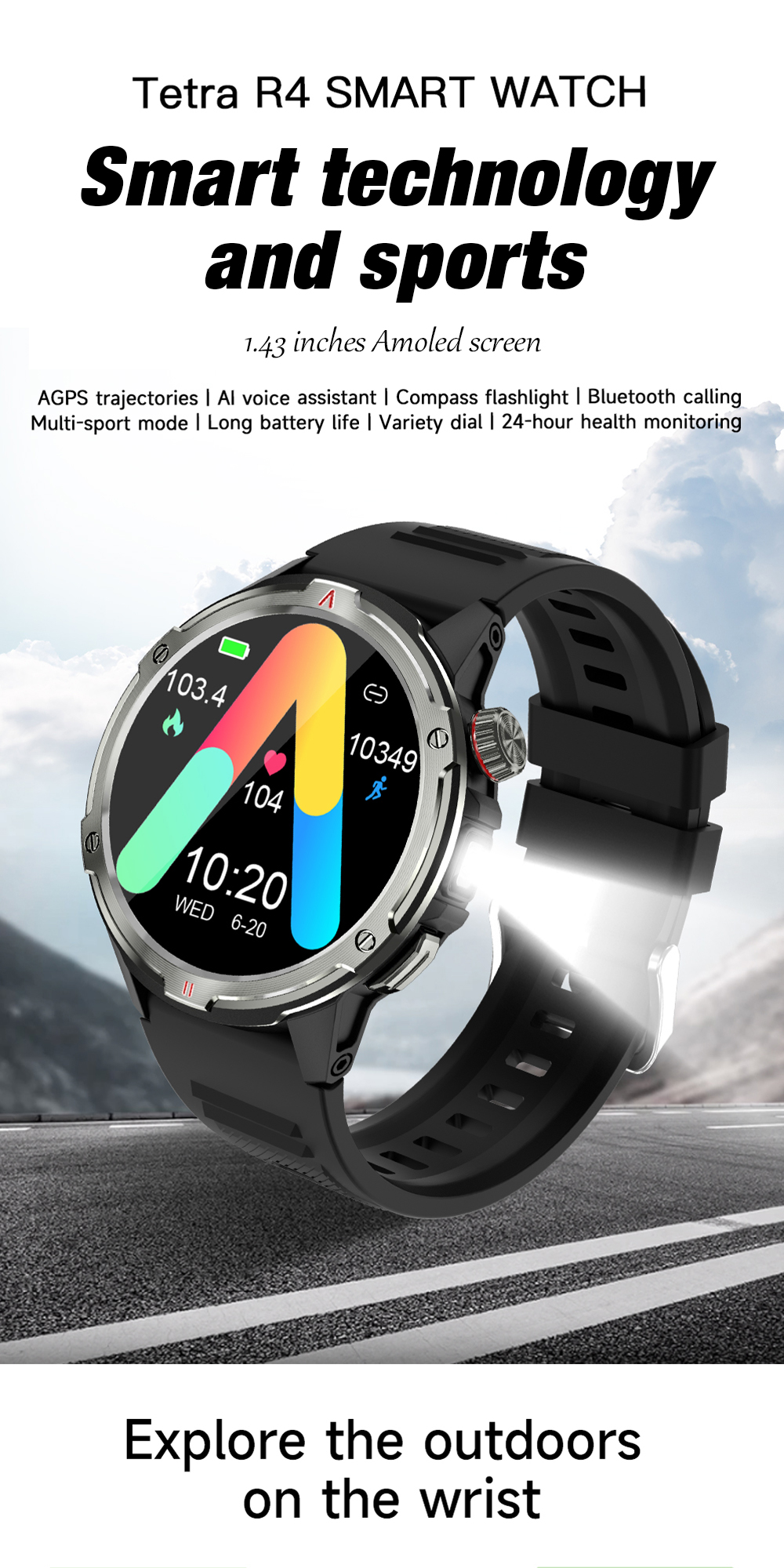 Aolon Tetra R4 นาฬิกา smart watch 1.43 นิ้ว Amoled หน้าจอ AOD จะแสดง ...