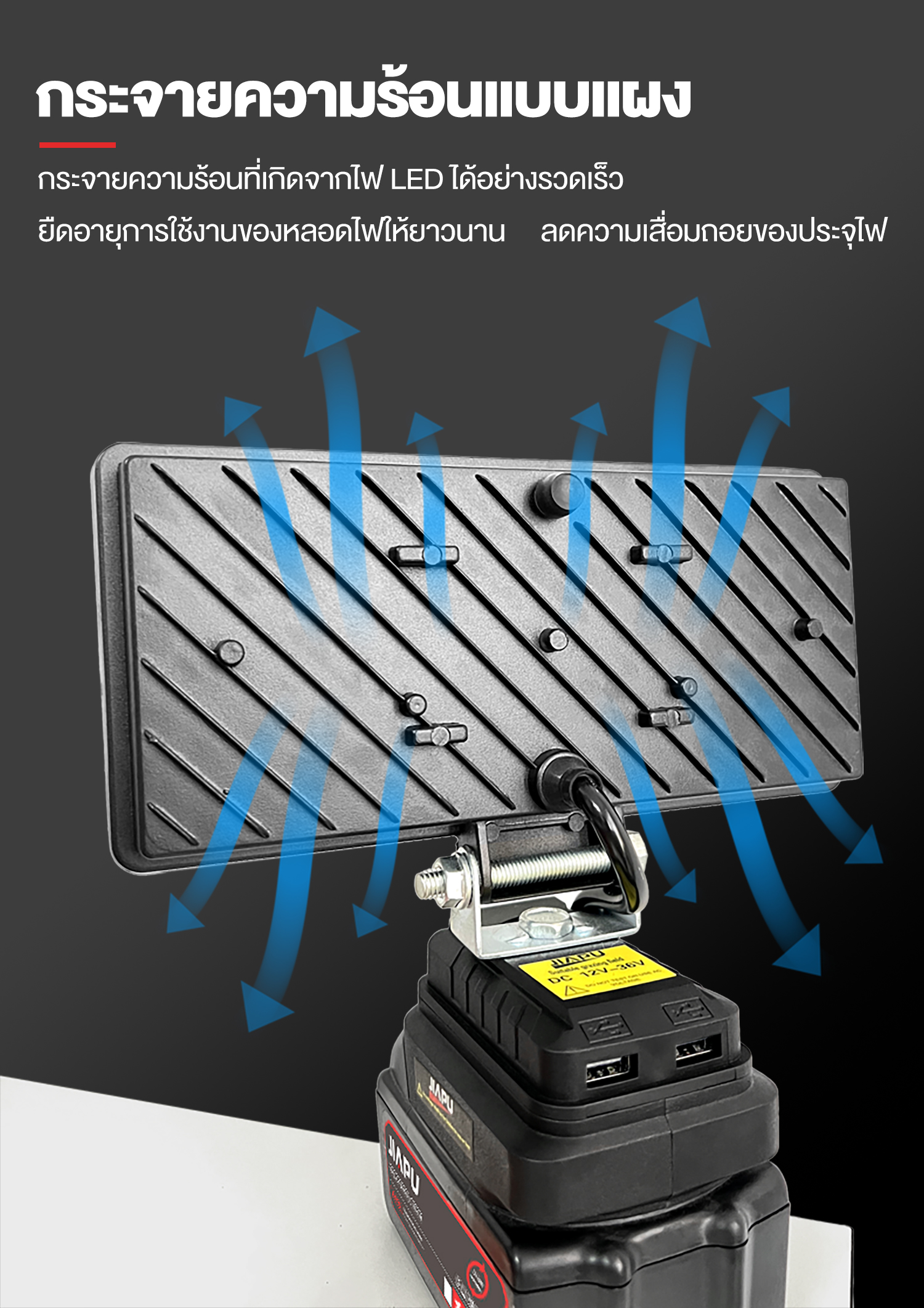 🔥มีสต็อก🔥JIAPU ไฟ LED ทำงานไร้สาย 21V 90วัตต์ไฟ LED สําหรับแบตเตอรี่ลิเธียม USB ไฟฉายสปอตไลท์ ...