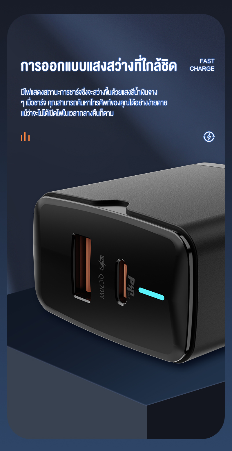 BASIKE หัวชาร์จเร็ว 40W Type C USB Fast Charger Adapter QC PD 3.0 หัว ...