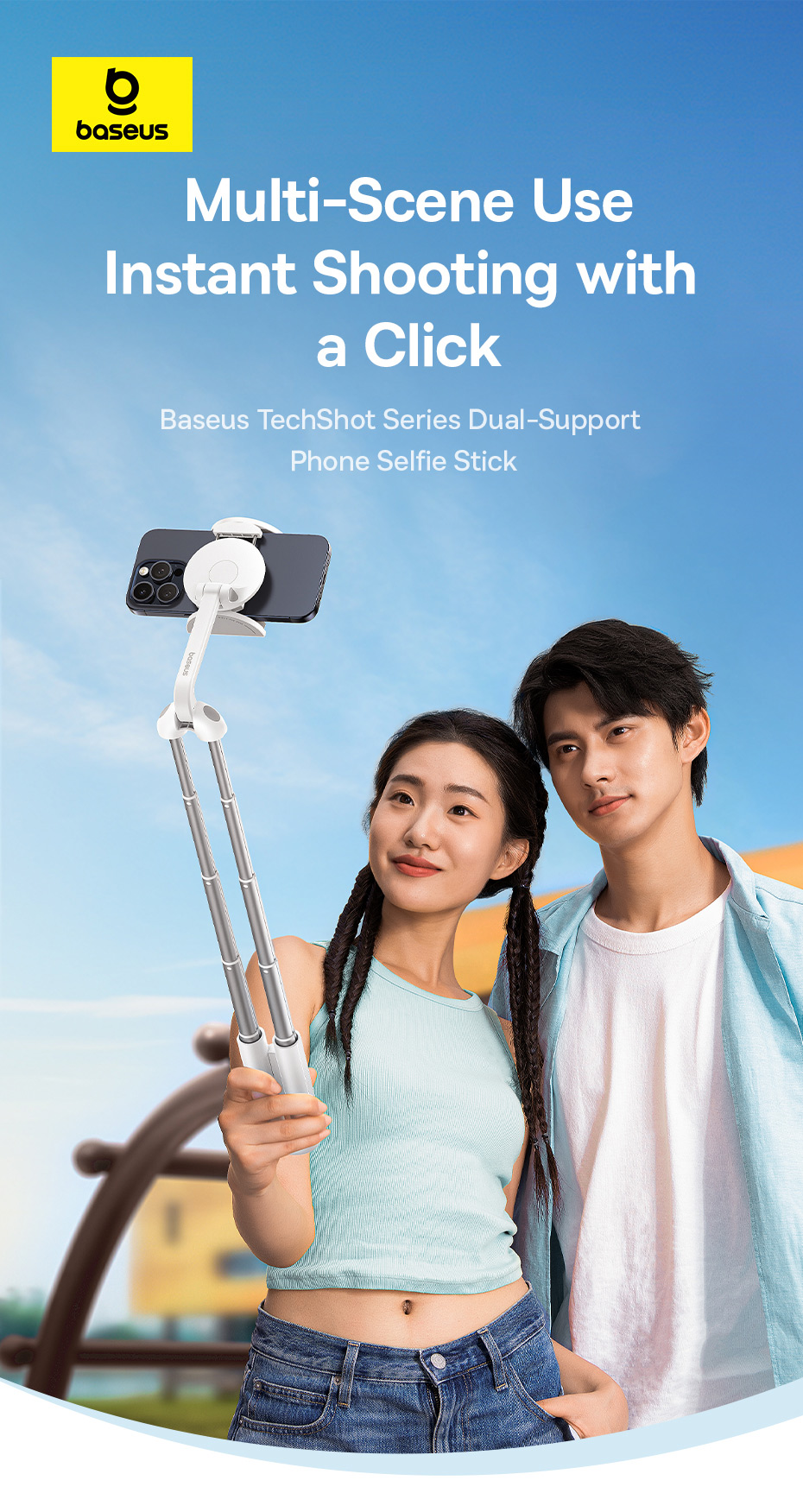 Baseus TechShot ไม้เซลฟี่ จับโทรศัพท์แบบแม่เหล็ก และแบบแขนหนีบ มีรีโมทบลูทูธ พับเก็บได้ ใช้งาน ...