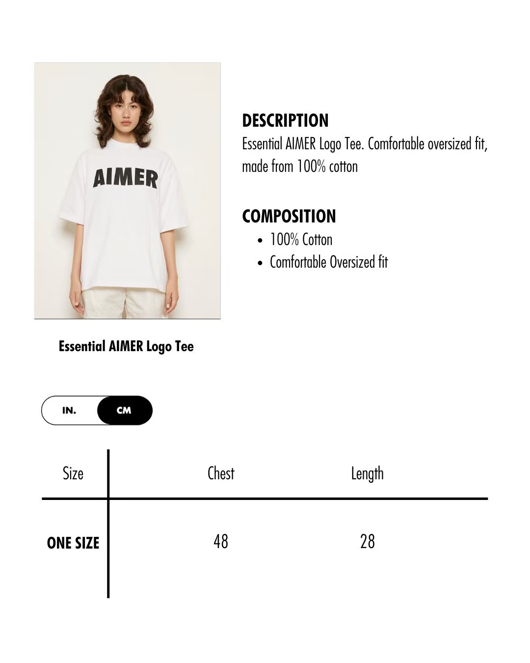 AIMER - AIMER Logo T-shirt in White เสื้อยืดโอเวอร์ไซส์ สกรีนลาย ...