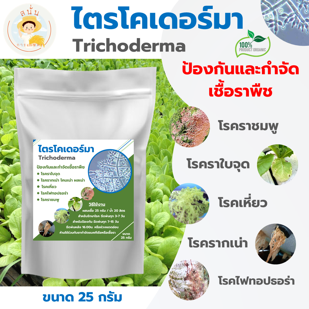ไตรโคเดอร์มา Trichoderma แบบผง ป้องกันและกำจัดเชื้อราพืชสวน โรคราใบจุด ...