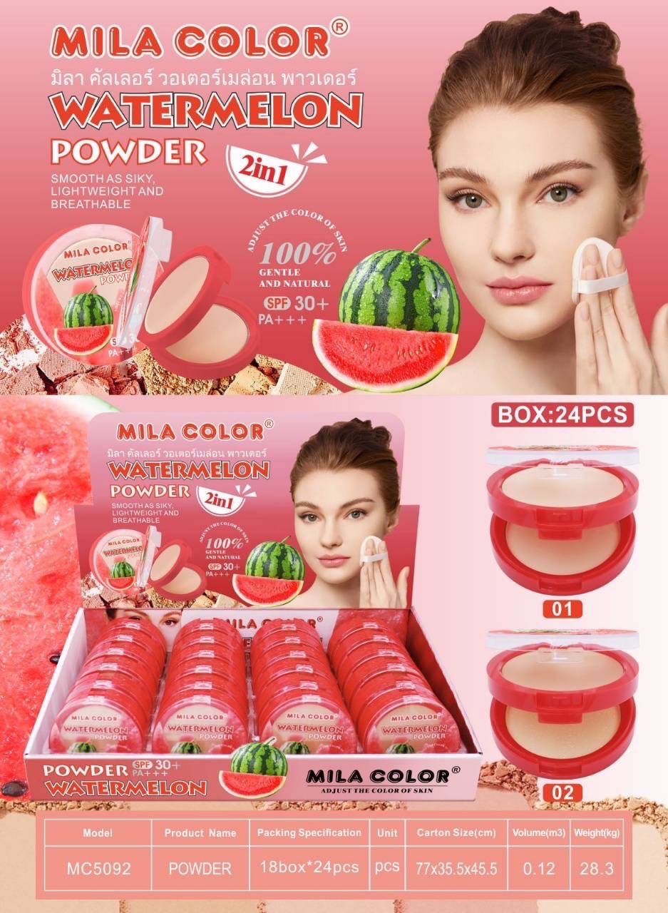 MC5092 MILA COLOR POWDER WATER MELON SPF 30PA+++แป้งพัฟ2 ชั้น เนื้อละเอียดเกลี่ยง่ายfifa0600 ...