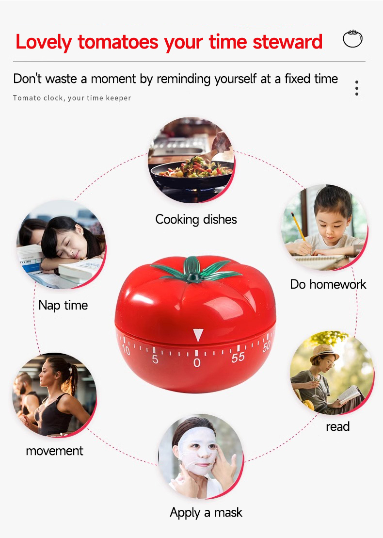 Pomodoro timer นาฬิกาจับเวลา แบบพลาสติก รูปมะเขือเทศ สําหรับทําอาหาร ...