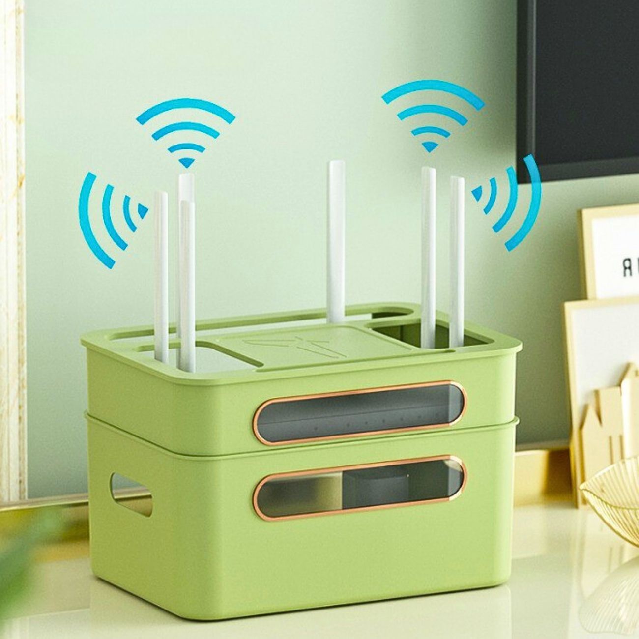 Lucky ชั้นวาง Router Wifi แบบมีฝาปิด มีรูระบาย และช่องปล่องสัญญาณกระจาย ...