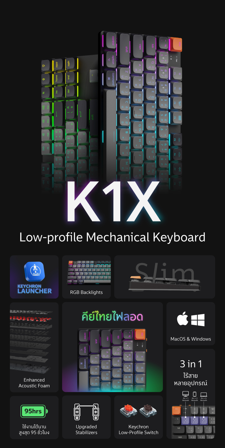 [Monthly Deal] Keychron K1X low profile wireless mechanical keyboard 80 ...