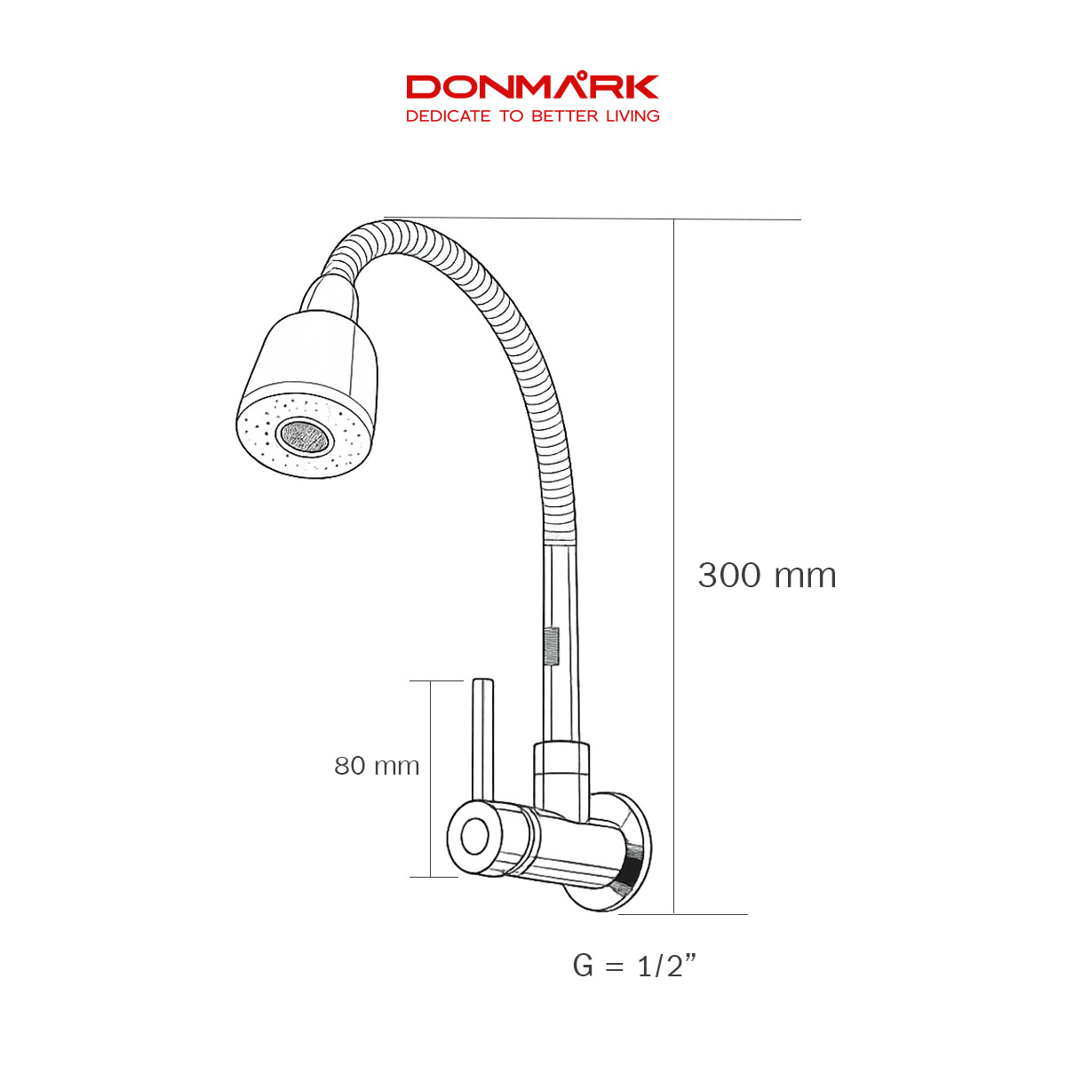 DONMARK ก๊อกซิงค์อ่างล้างจานสแตนเลสชุบโครเมียม แบบเข้าผนัง บิดงอได้ 360 องศา ปรับน้ำได้ 2 ระดับ ...