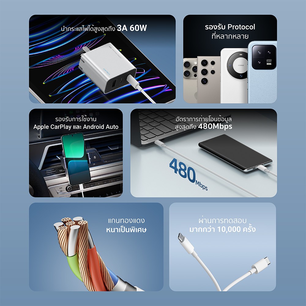 [ลดเหลือ 159] CUKTECH CTC310N / KLC-5499 / CTC515N / CTC315P สายชาร์จ USB-C ชาร์จเร็ว แข็งแรง ทน ...