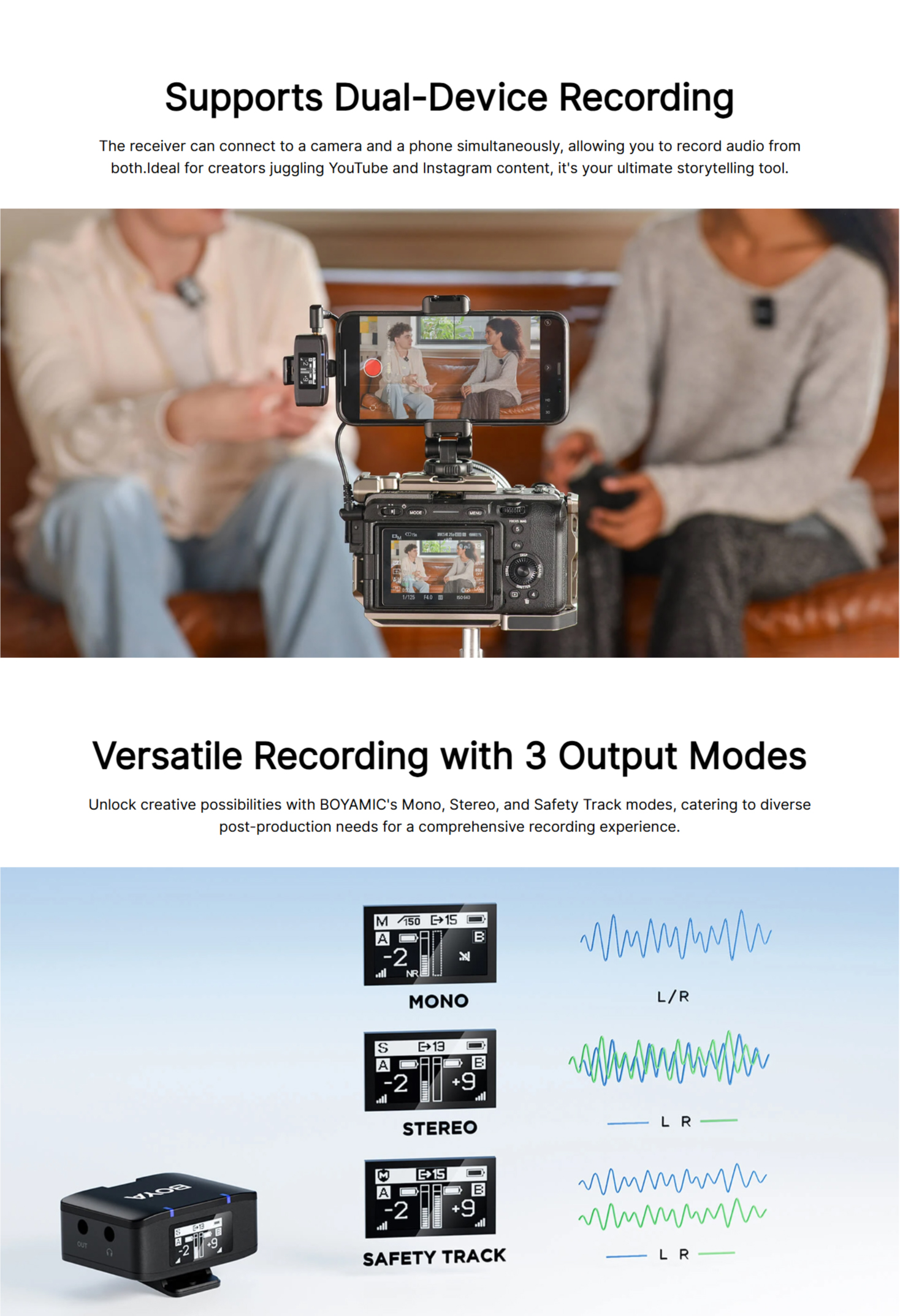 BOYAMIC Wireless Mic with Onboard REC, ไมค์ไร้สาย, ไมค์อัดเสียง, แบบมือ ...