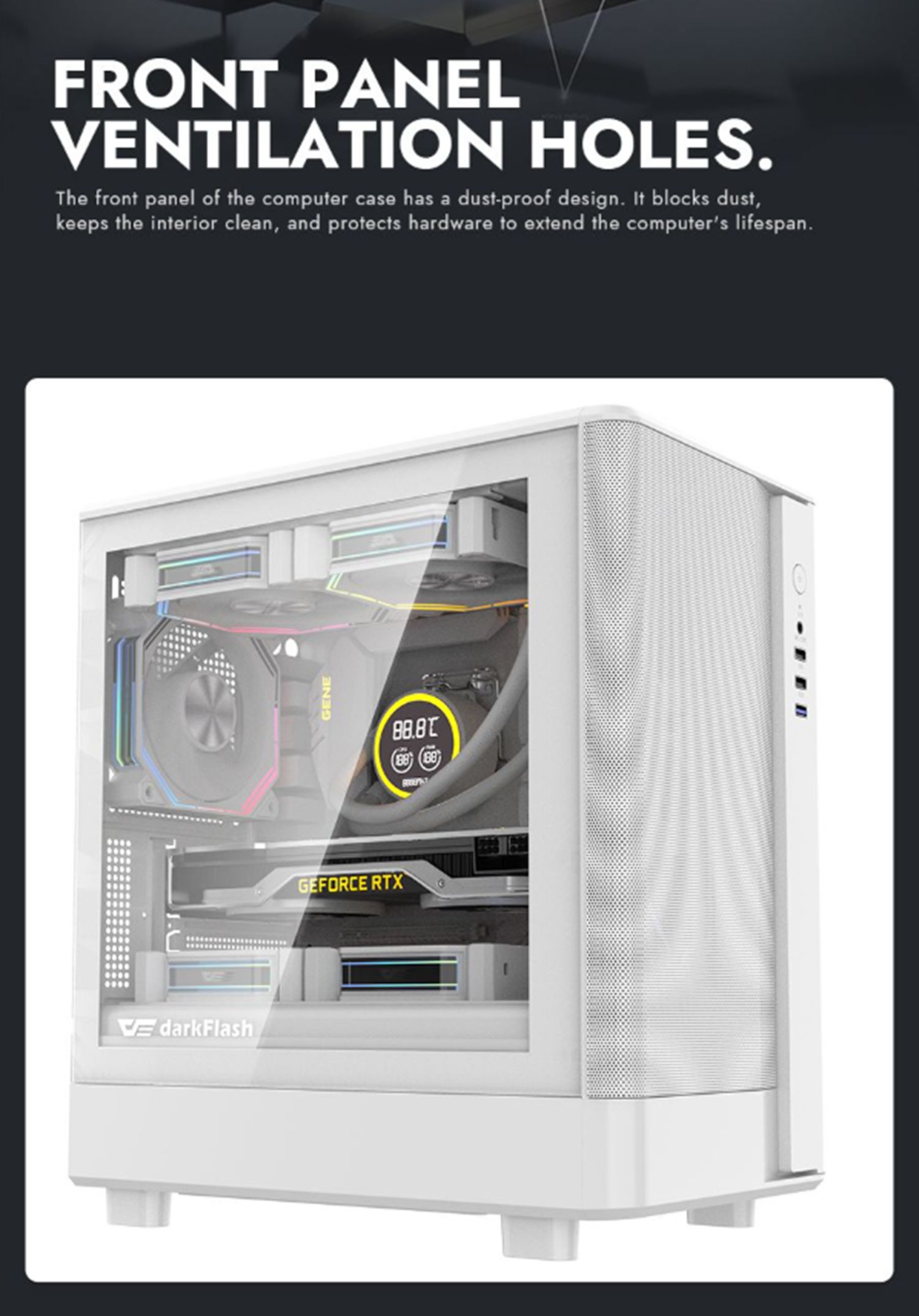 CASE (มีพัดลม ARGB 1 ตัว) DARKFLASH DB330M MESH (BLACK/WHITE) (MICRO ...