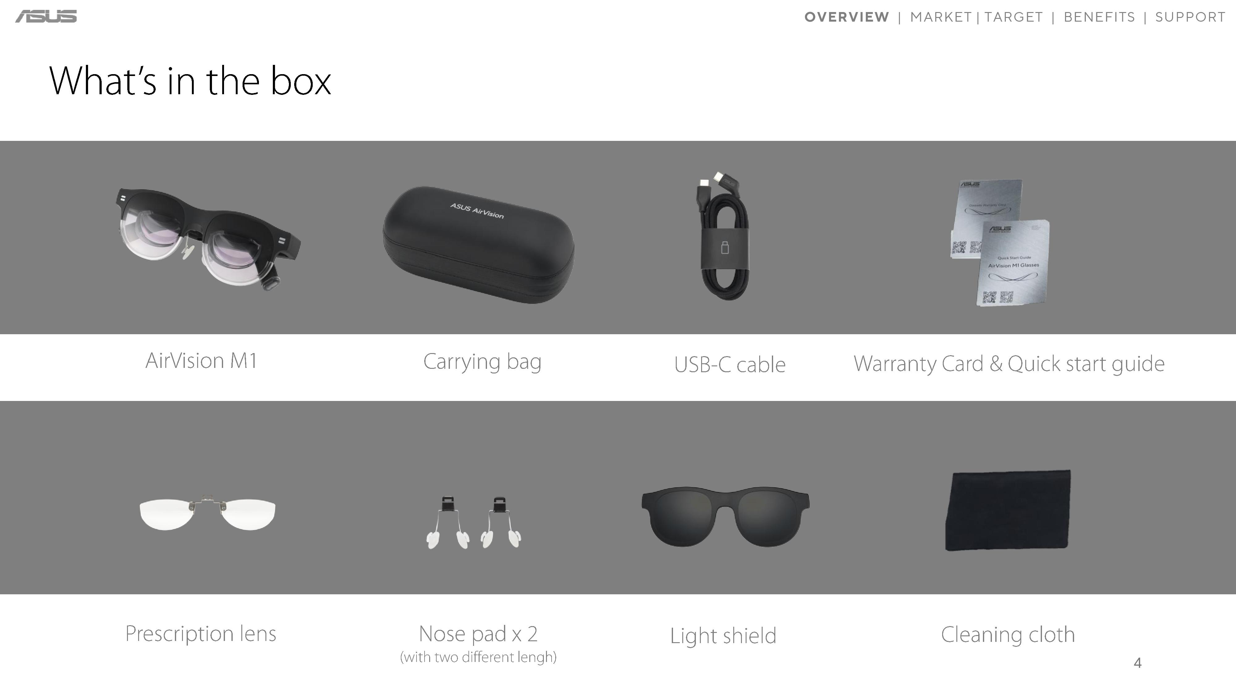 ASUS AirVision M1 Smart AR Glasses - 100" Micro-OLED Wearable Display ...