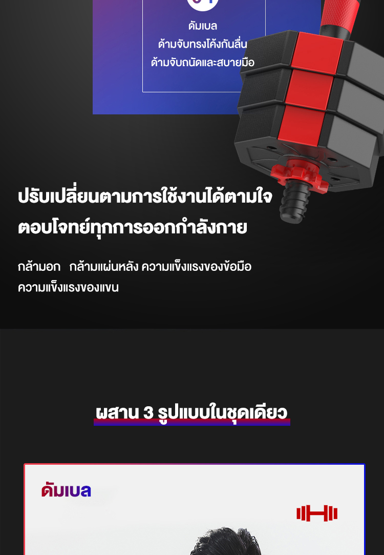 Koraman ดัมเบล ดัมเบลแปดเหลี่ยม10/15/20/30/40kg ยกน้ำหนัก ชุดดัมเบลพร้อมบาร์เบล ยกน้ำหนัก สร้าง ...