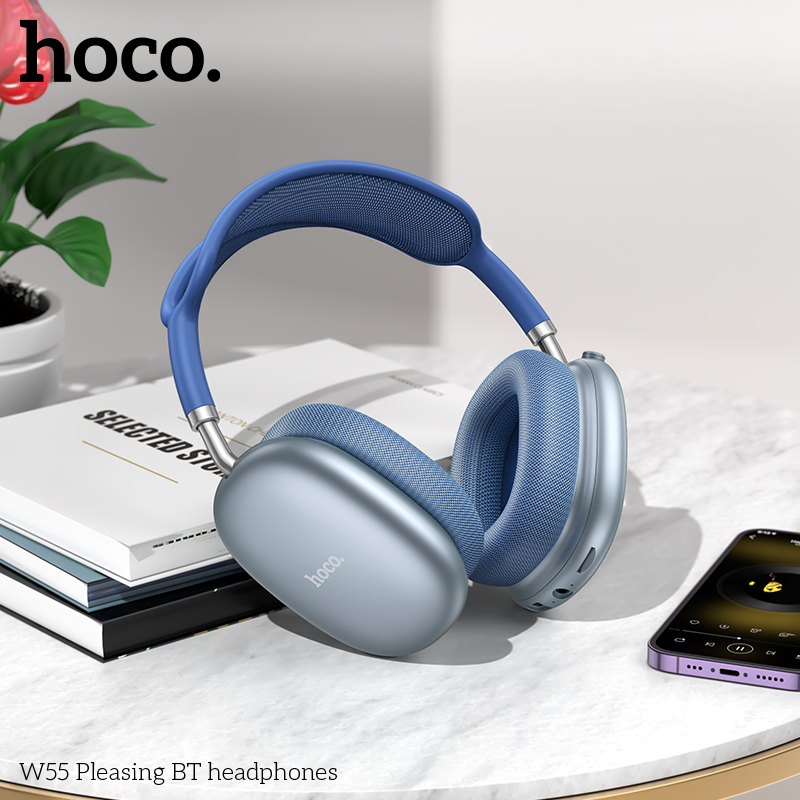 Hoco W55 ฟองน้ำหุ้มผ้าไม่ใช่พลาสติก แบตอึดขั้น Pleasing BT Headphones ...