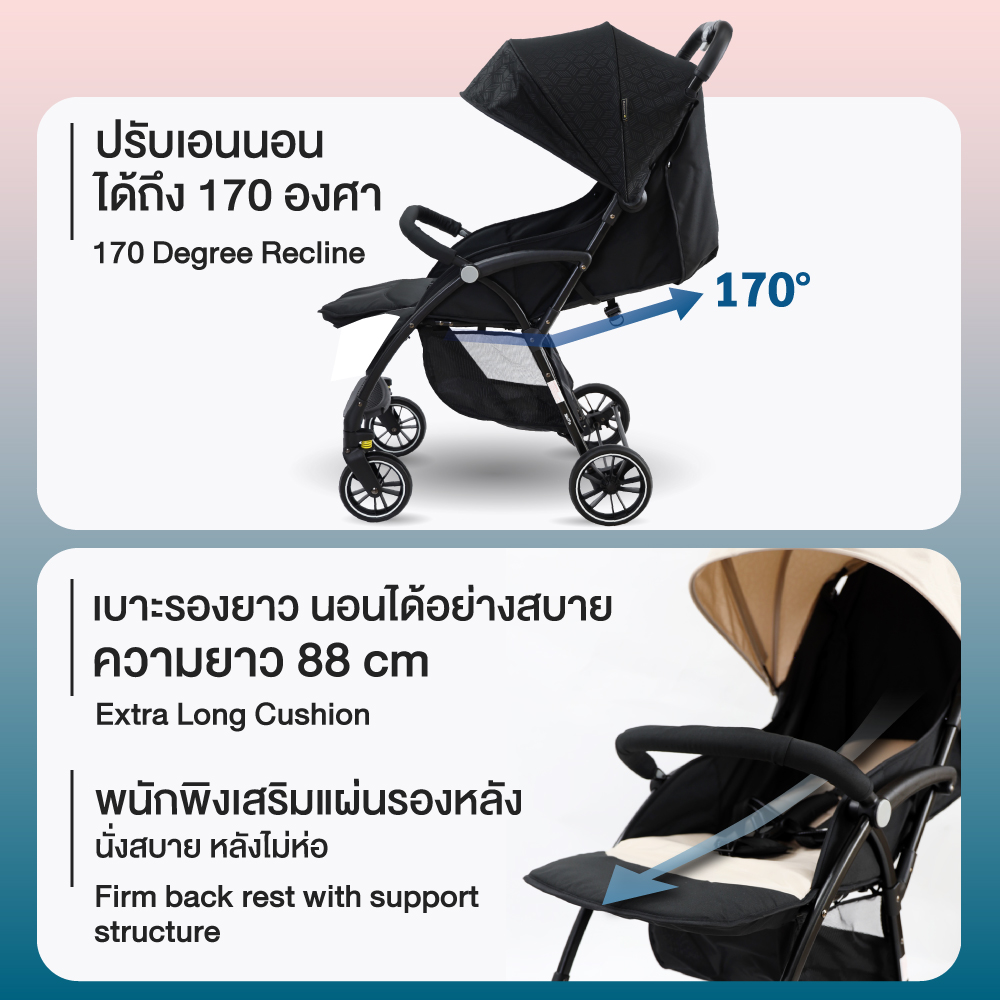 Glowy Banana Muffin Stroller เหมาะสำหรับเด็กแรกเกิด - 4 ขวบ (รับน้ำหนัก ...