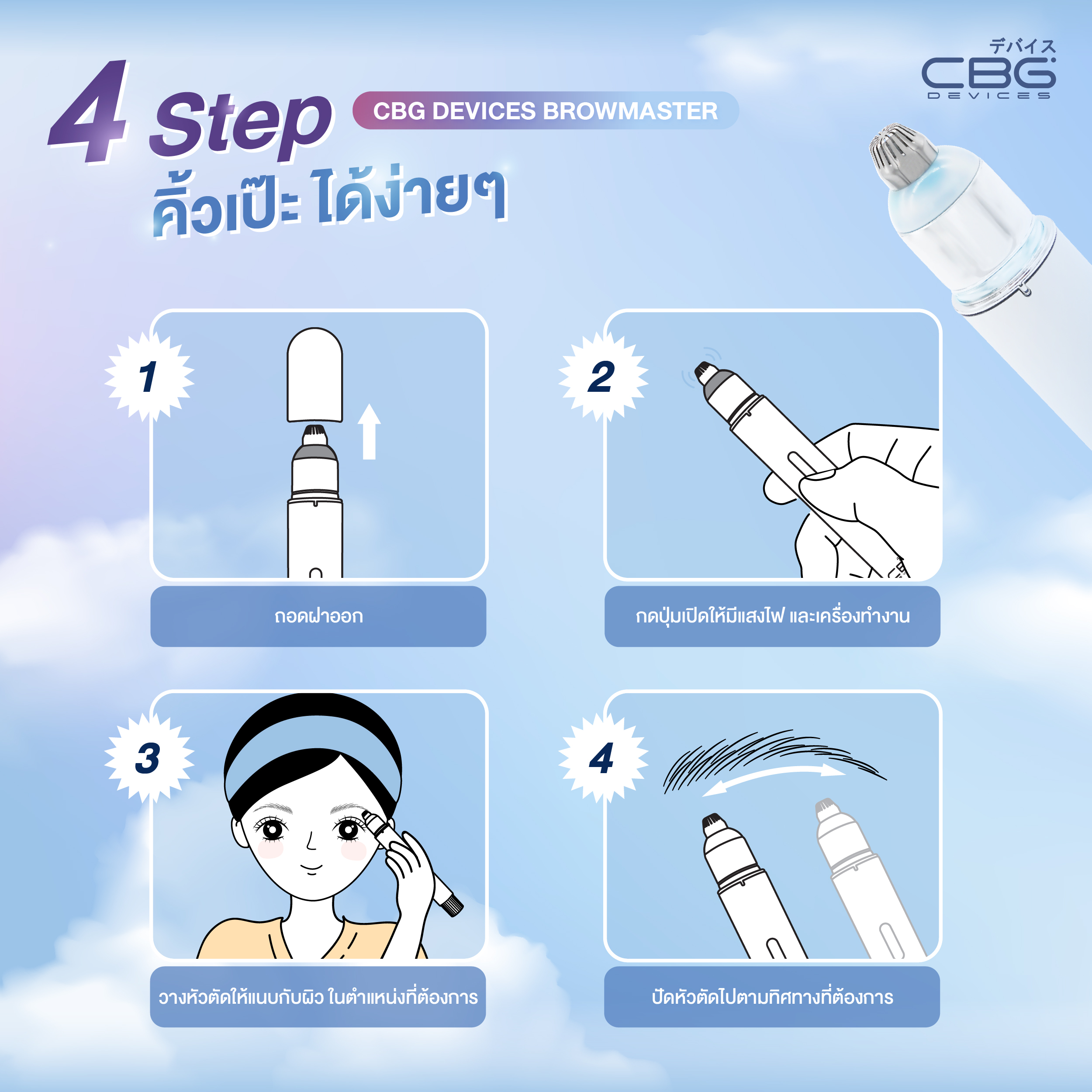 รุ่นใหม่ CBG Devices Brow Master เครื่องกันคิ้วไร้สาย พร้อมแบตเตอรี่ในตัว ด้วยเทคโนโลยีไร้ใบมีด ...
