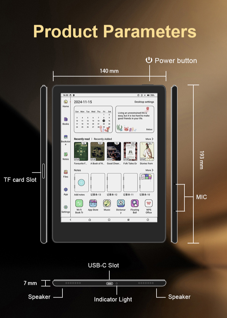 Meebook M8C eBook Reader - 7.8" Color Eink (Android 14 / Micro SD Slot ...