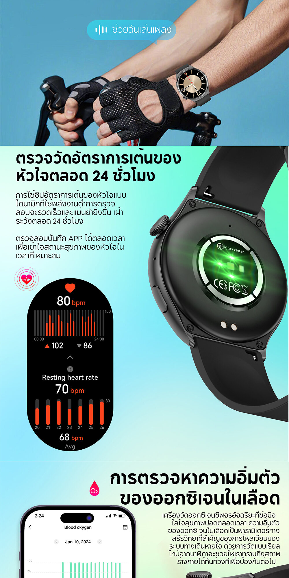 Aolon Mars R3 สมาร์ทวอทช์ Amoled smartwatch IP68 กันน้ำ 300mAh นาฬิกา ...
