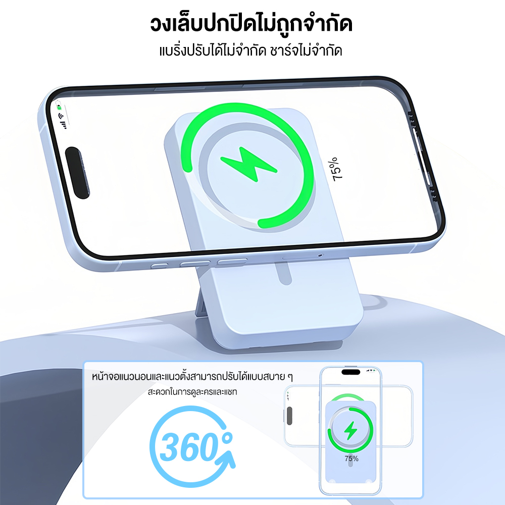 SANSONIC แบตสำรองไร้สาย 15000mAh พาวเวอร์แบงค์ ไร้สาย/มีสายในตัว ชาร์จ ...