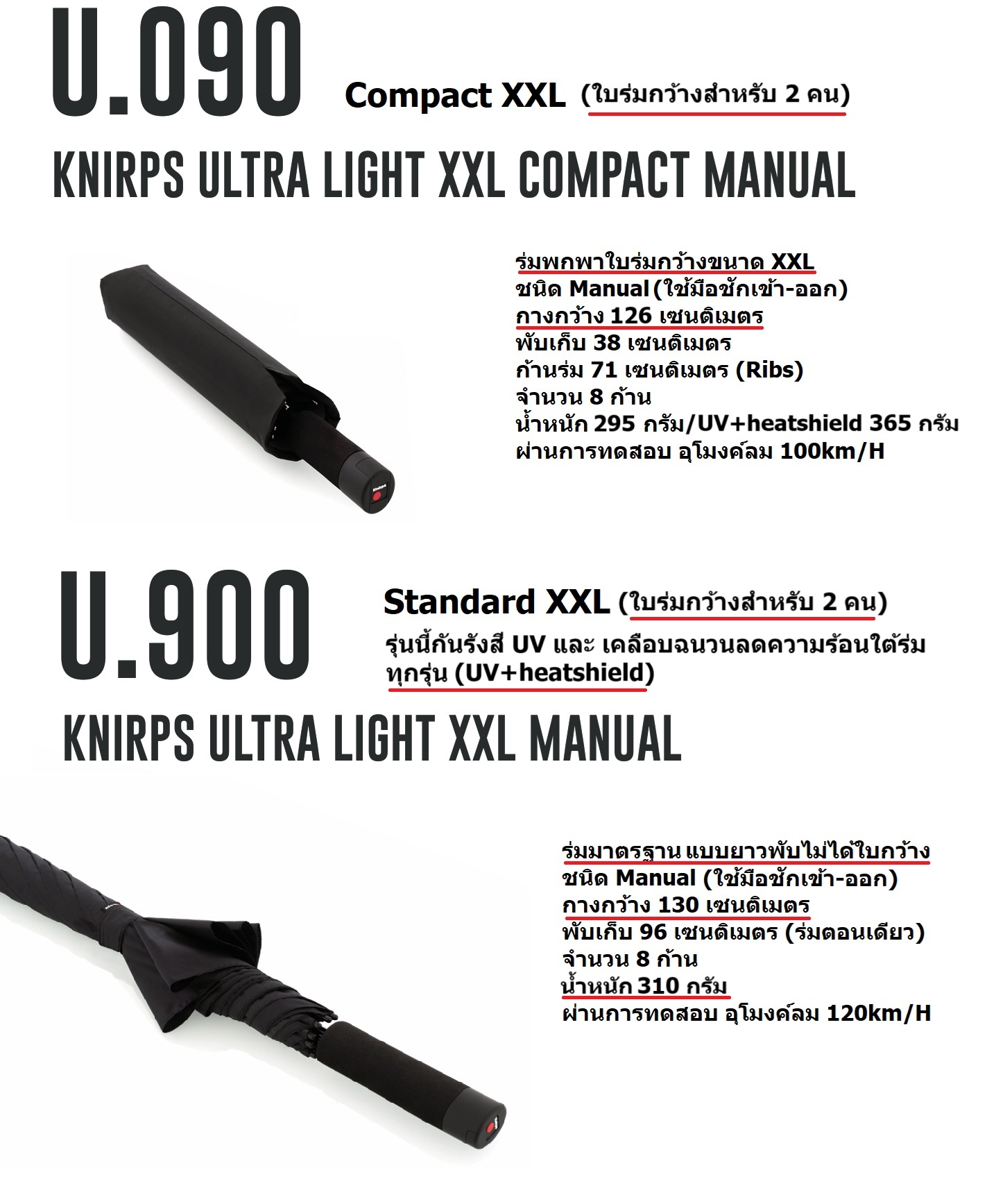 Knirps U.090 UV+Heatshield protection ร่มพกพาขนาดใหญ่ น้ำหนักเบามาก ชนิด Manual U090 | Shopee ...