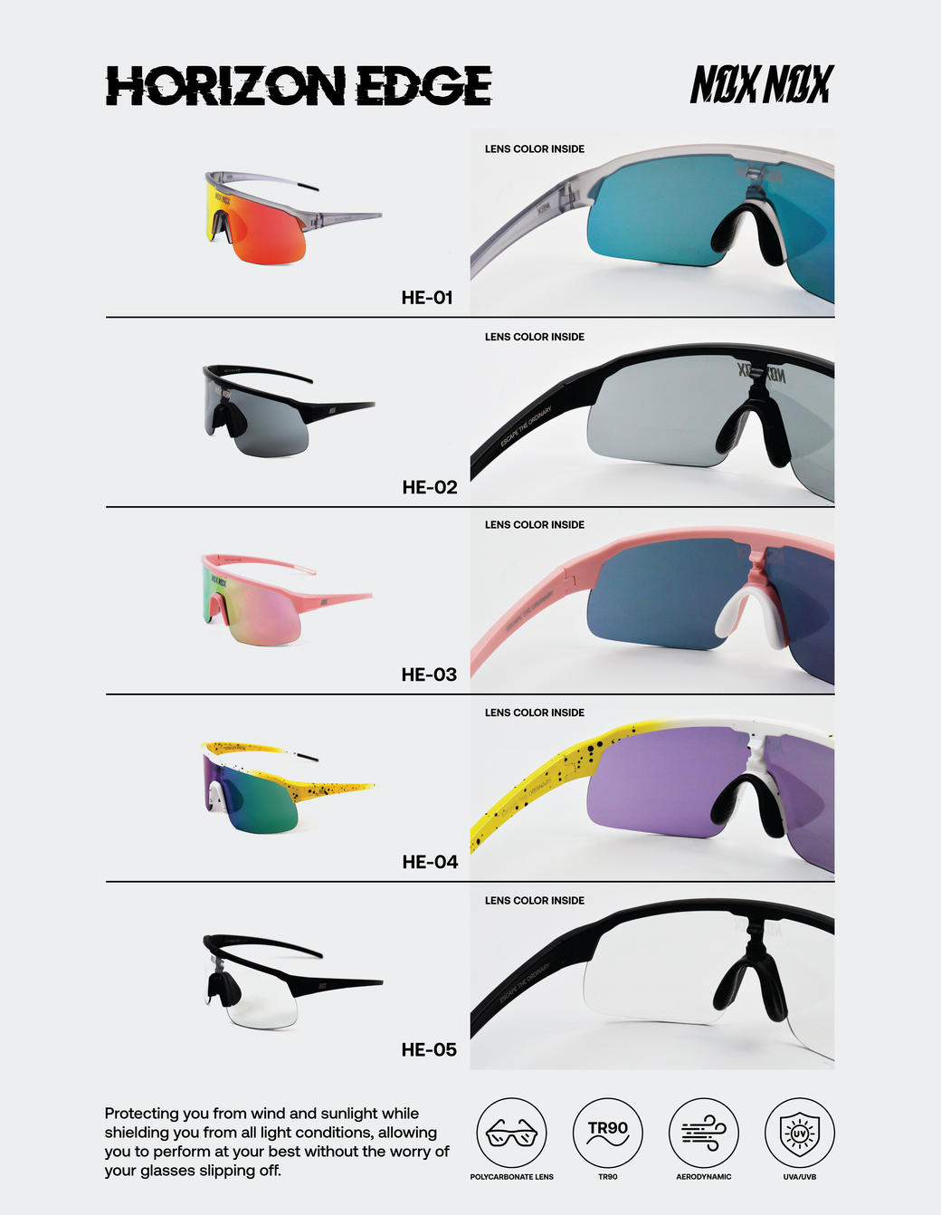 NOX NOX แว่นตากันแดดรุ่น Horizon Edge พร้อมกล่องและถุงผ้า | Shopee Thailand
