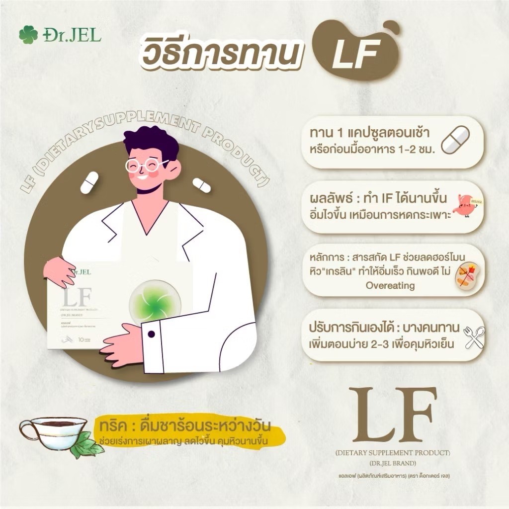 แท้ Dr.JEL LF Lean Fas ( 9 กล่อง ) แอล เอฟ อาหารเสริม ดีเจพุฒ คุมหิว อิ่มนาน ควบคุมน้ำหนัก 10 ...