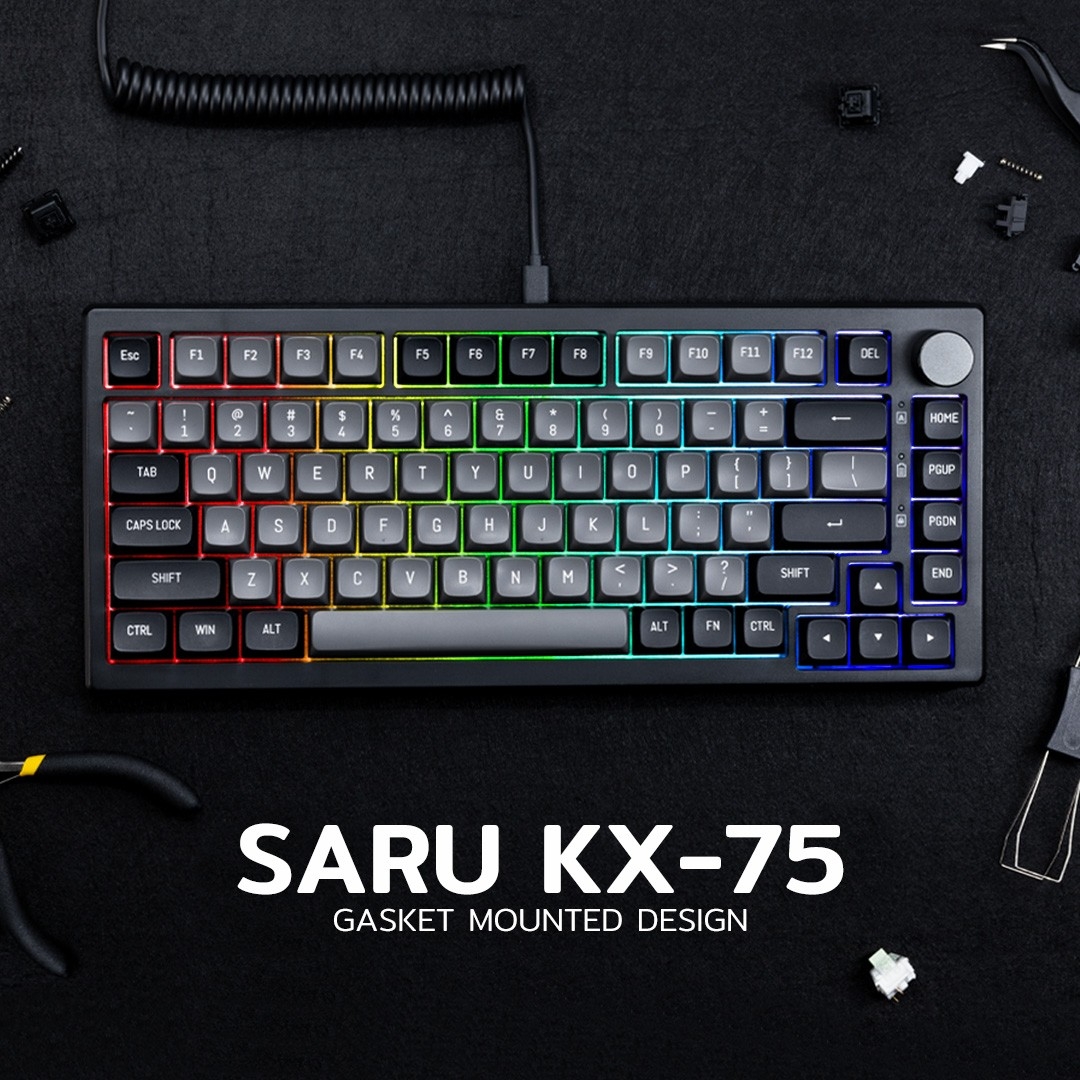 [รับประกัน 1 ปี] SARU SPACE คีย์บอร์ดเกมมิ่ง KX-75 Full custom GASKET MOUNTED DESIGN พร้อม ...