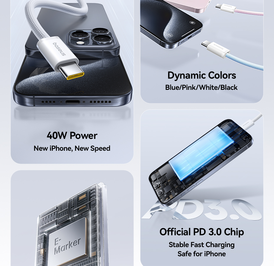 Baseus Dynamic4 สายชาร์จ USB-C To USB-C 100W/5A สายไนลอนถัก ทนทาน ...