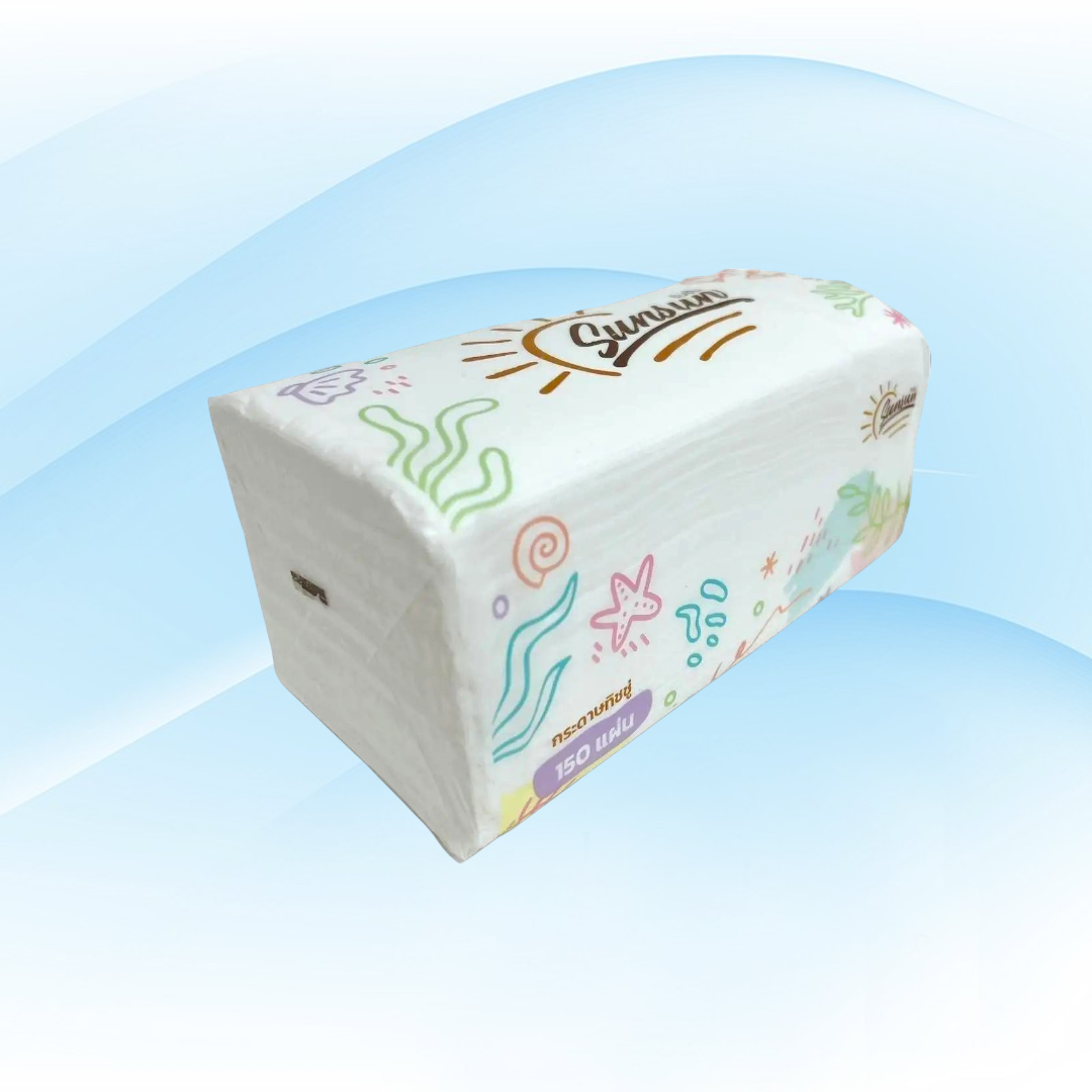 Sunsun ซันซัน 150 แผ่น แพ็ค 5ห่อ กระดาษเช็ดหน้า ลายทะเล | Shopee Thailand