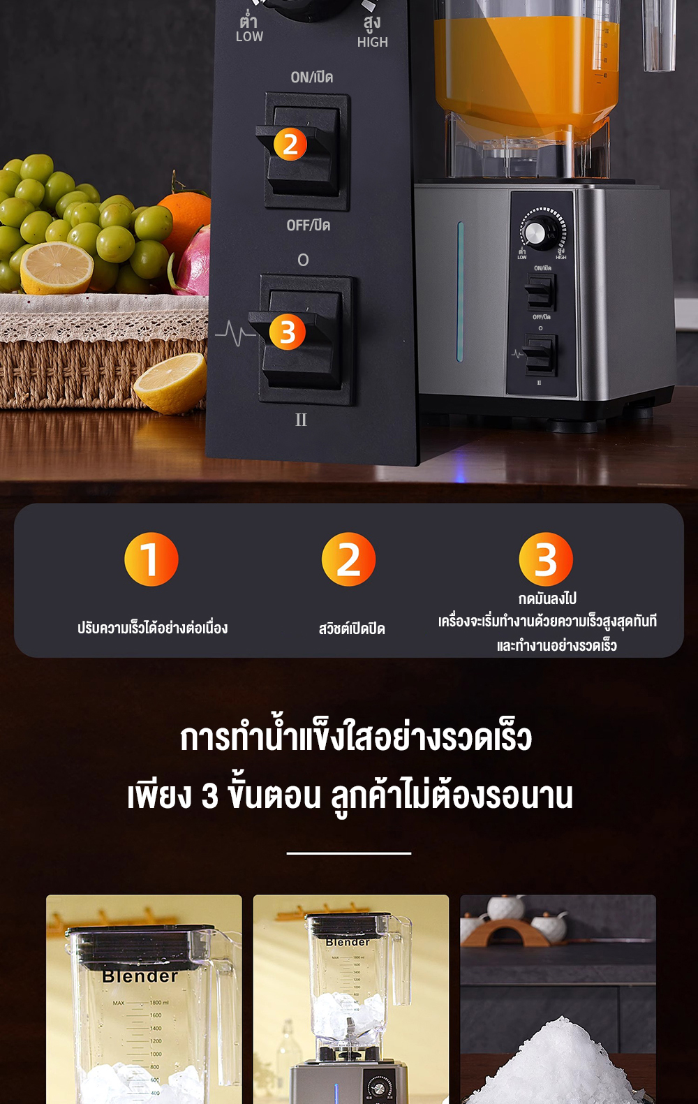 CAMEL เครื่องปั่นน้ำผลไม้ 2000ML สมูทตี้ มอเตอร์รอบสูงพิเศษ อเนกประสงค์ เครื่องปั่นสมูทตี้ ทำ ...