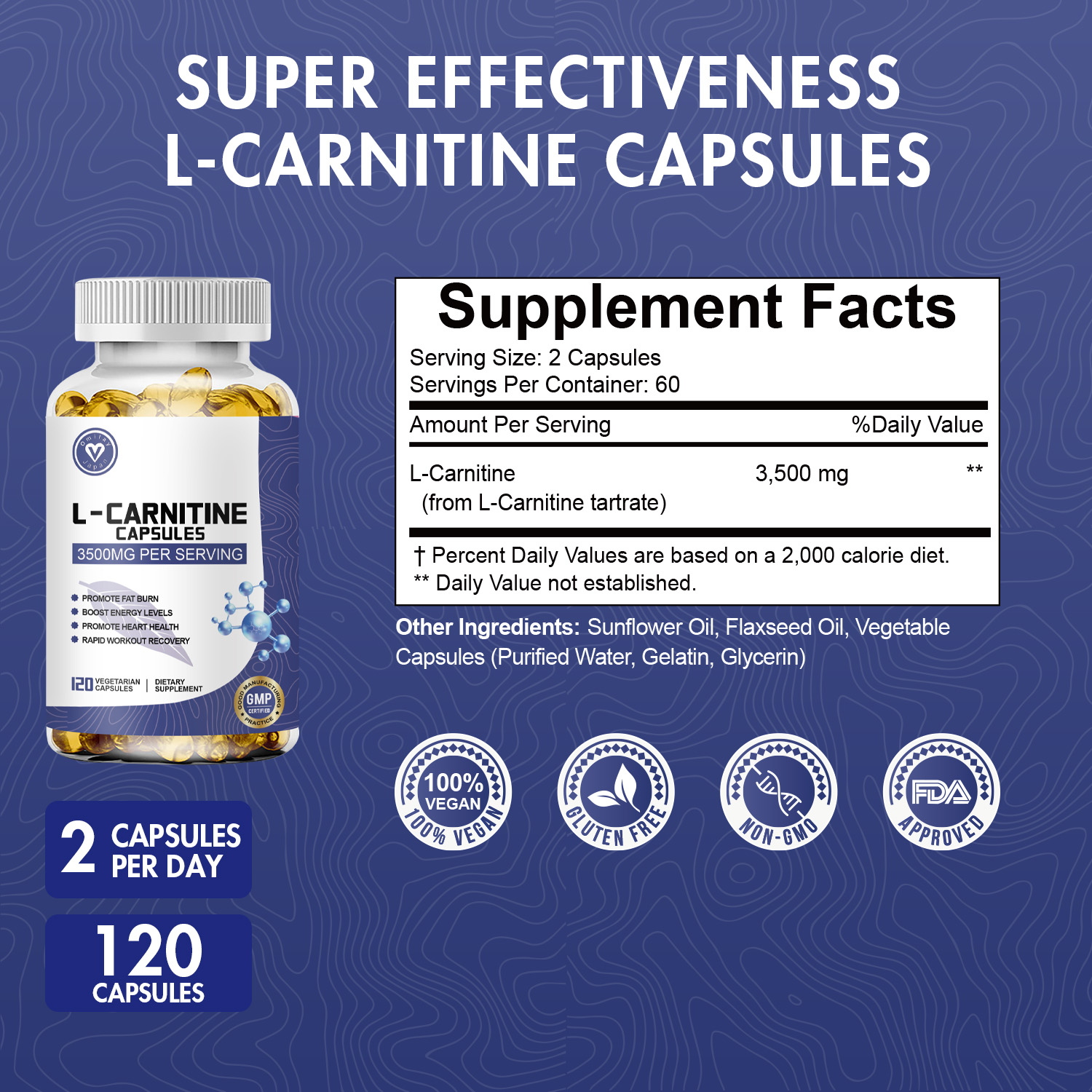 Omilay L Carnitine Capsule แอลคาร์นิทีน แคปซูล ลดไขมัน Heart Health 120 ...