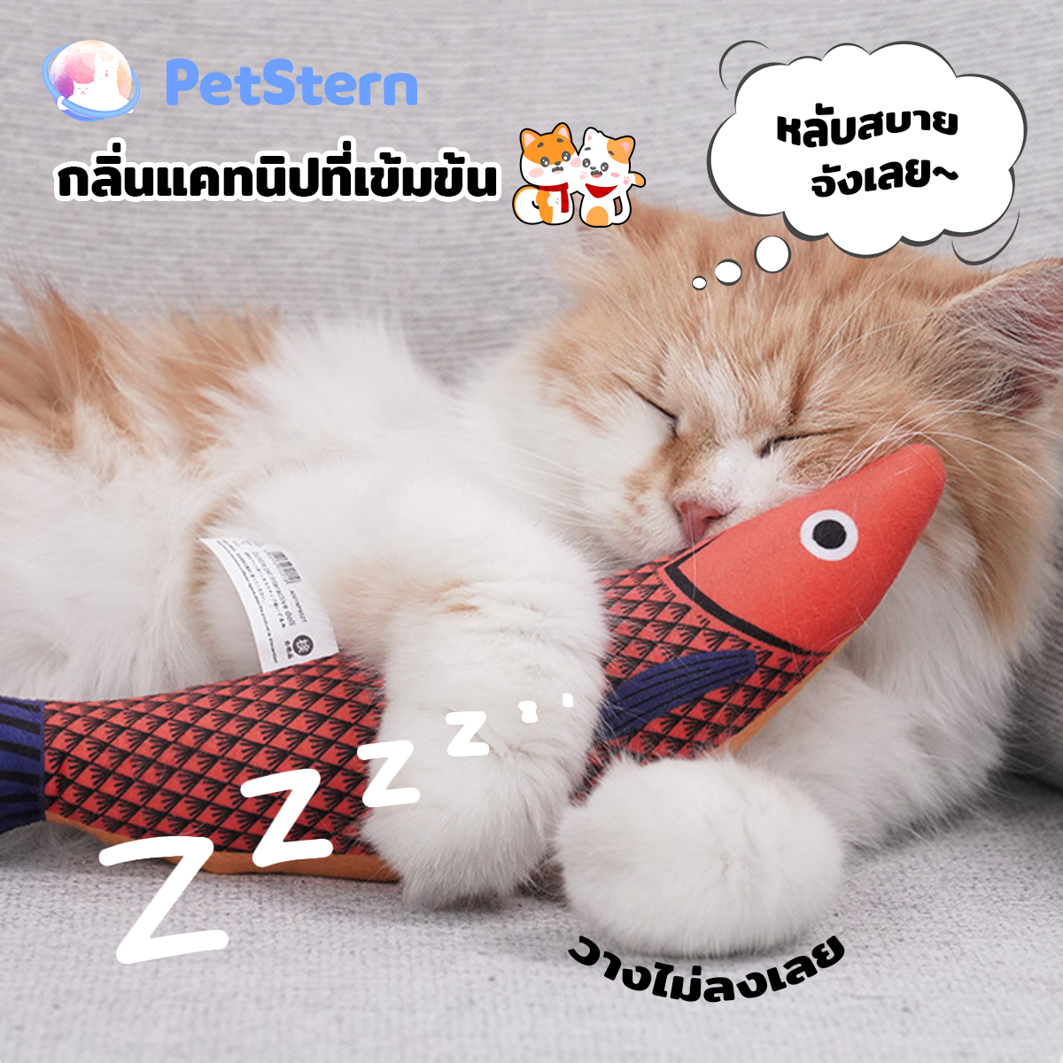 PetStern ของเล่นแมว ปลาแคทนิป เสียง Crinkle นุ่มและทนทาน แมวแบบโต้ตอบสำหรับการออกกำลังกายในร่ม ...