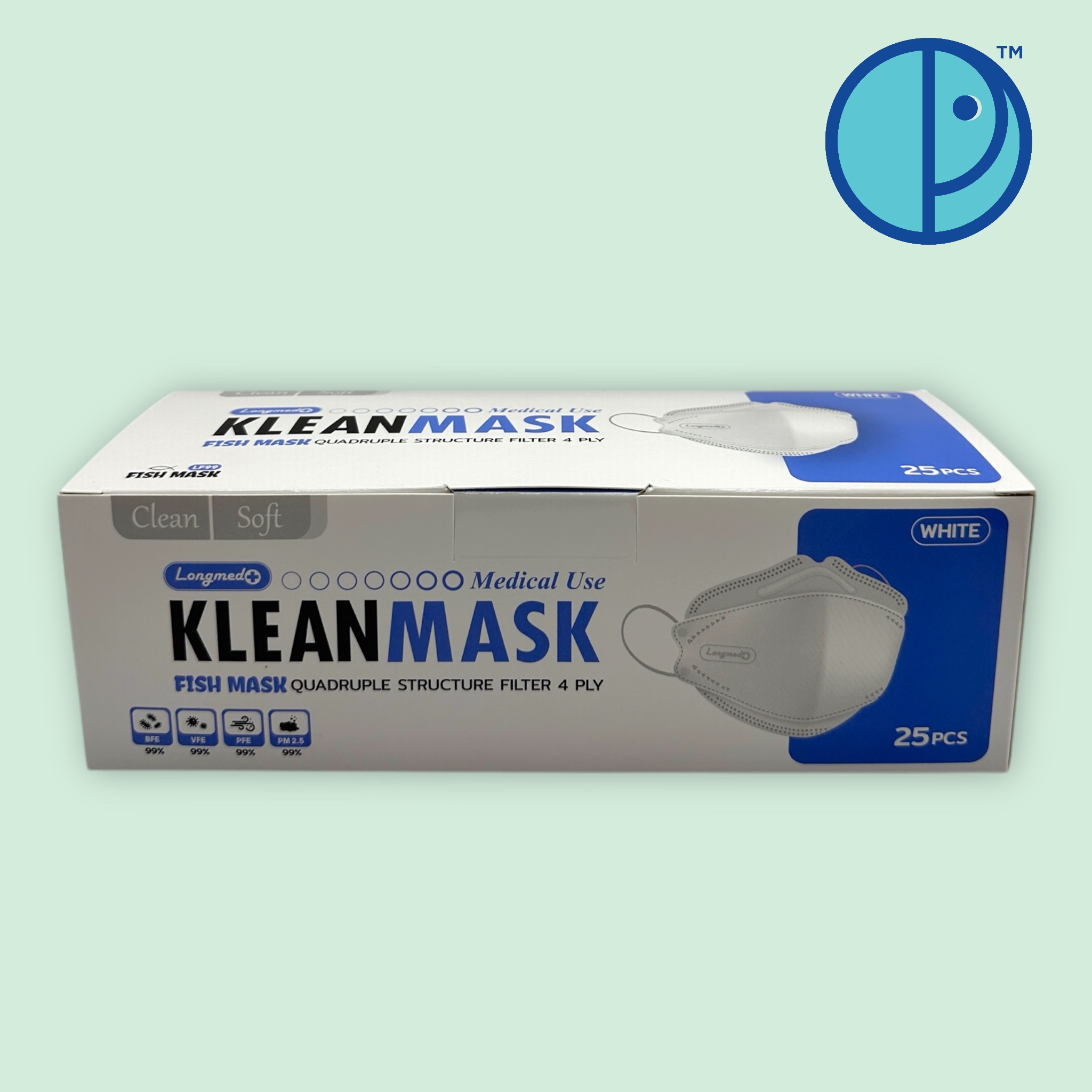 Longmed Klean Mask Fish Mask LF99 หน้ากากอนามัย หน้ากากปลา 4 ชั้น (ขนาด ...