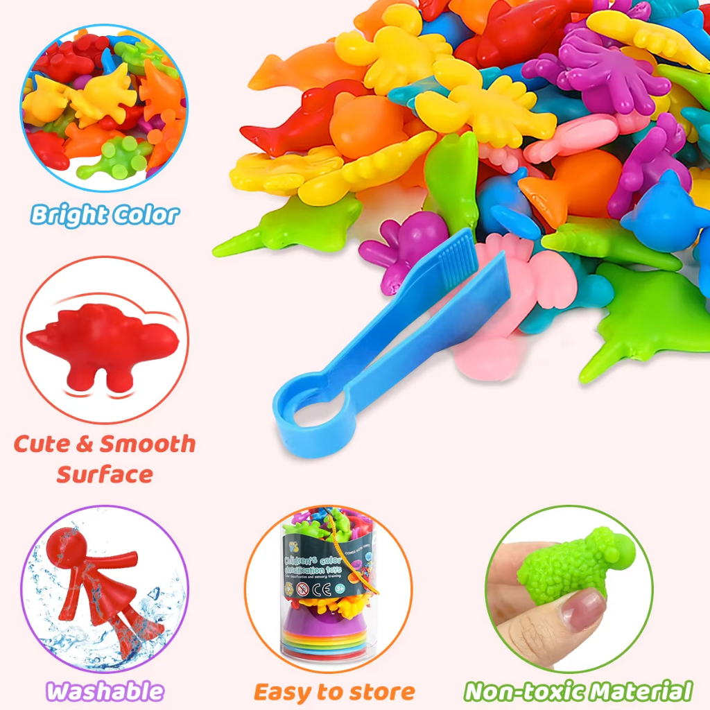 Rainbow Sorting Bear Montessori ฝึกสมอง คีบ แยกสี ของเล่นเสริมพัฒนาการ ...