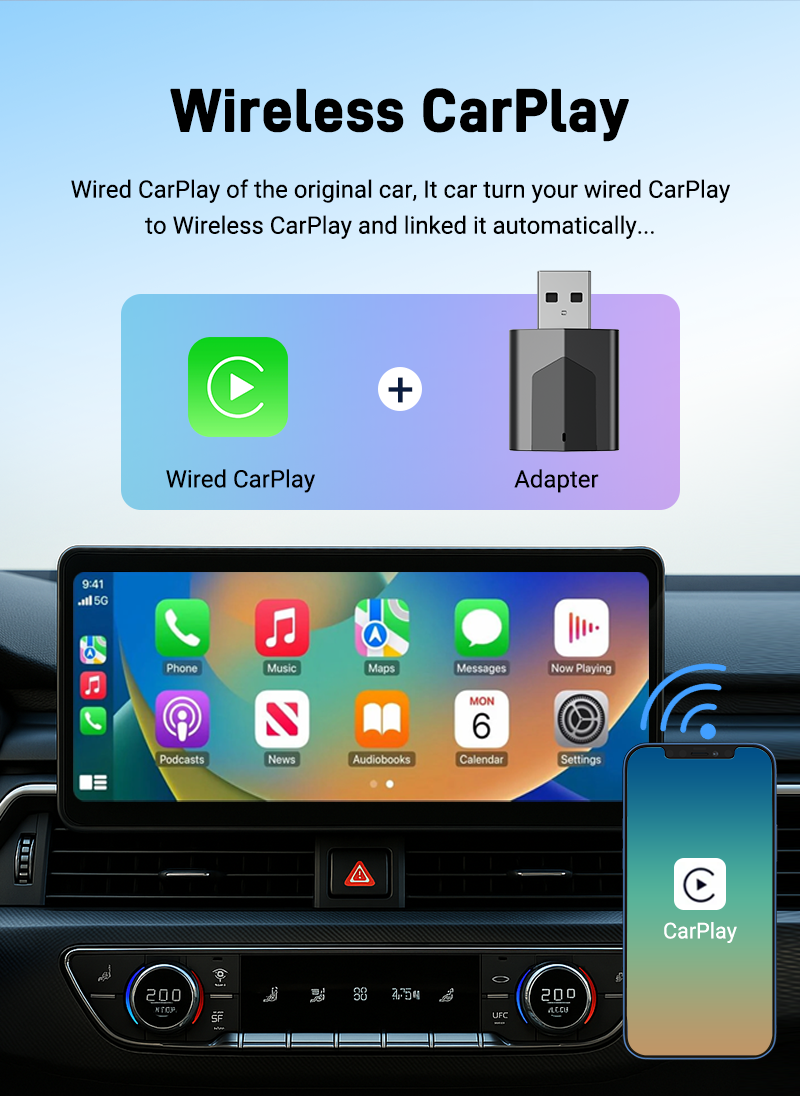XUDA Carplay&Android Auto 2in1 Wireless Adapter Smart Mini Box WIFI การ ...