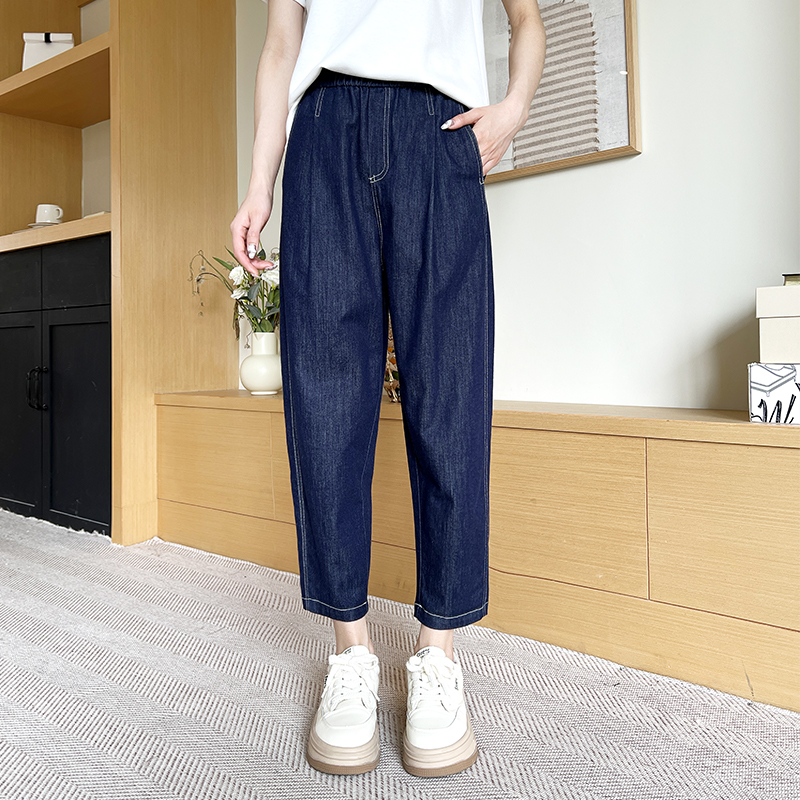 GHAOHES กางเกงยีนส์ฮารูนหญิง เอวยางยืด รูปร่างลูกแพร์ ไซส์ใหญ่ #6601 | Shopee Thailand