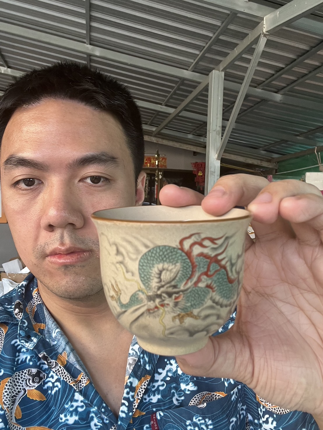 จอกชาเซรามิกลายมังกร จอกชาสีขาวขุ่นๆ จอกชาจีน ขนาด 130ml ลายมังกร ออกใบกำกับภาษีได้ รหัส ...