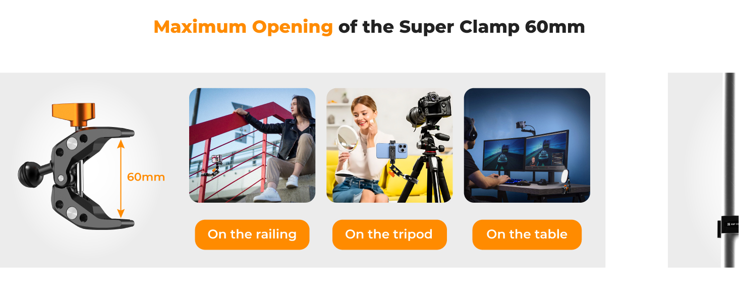 K&F CONCEPT MS13 Crab Claw Pea Clamp Set มาพร้อมกับคลิปหนีบโทรศัพท์ขนาด ...