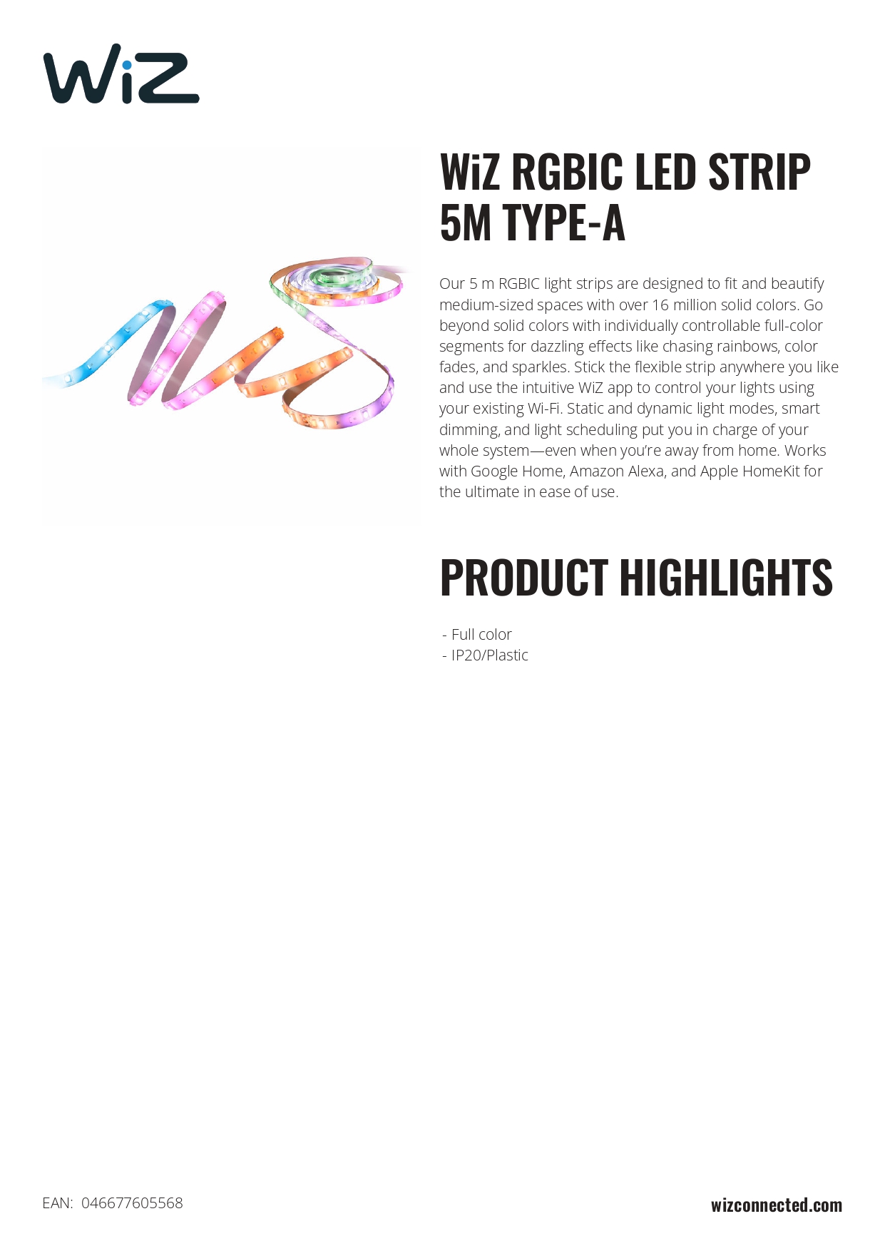 WiZ ไฟเส้นเปลี่ยนสีอัจฉริยะ WiZ RGBIC (เซทได้หลายสีในเส้น) ขนาด 5 เมตร ...