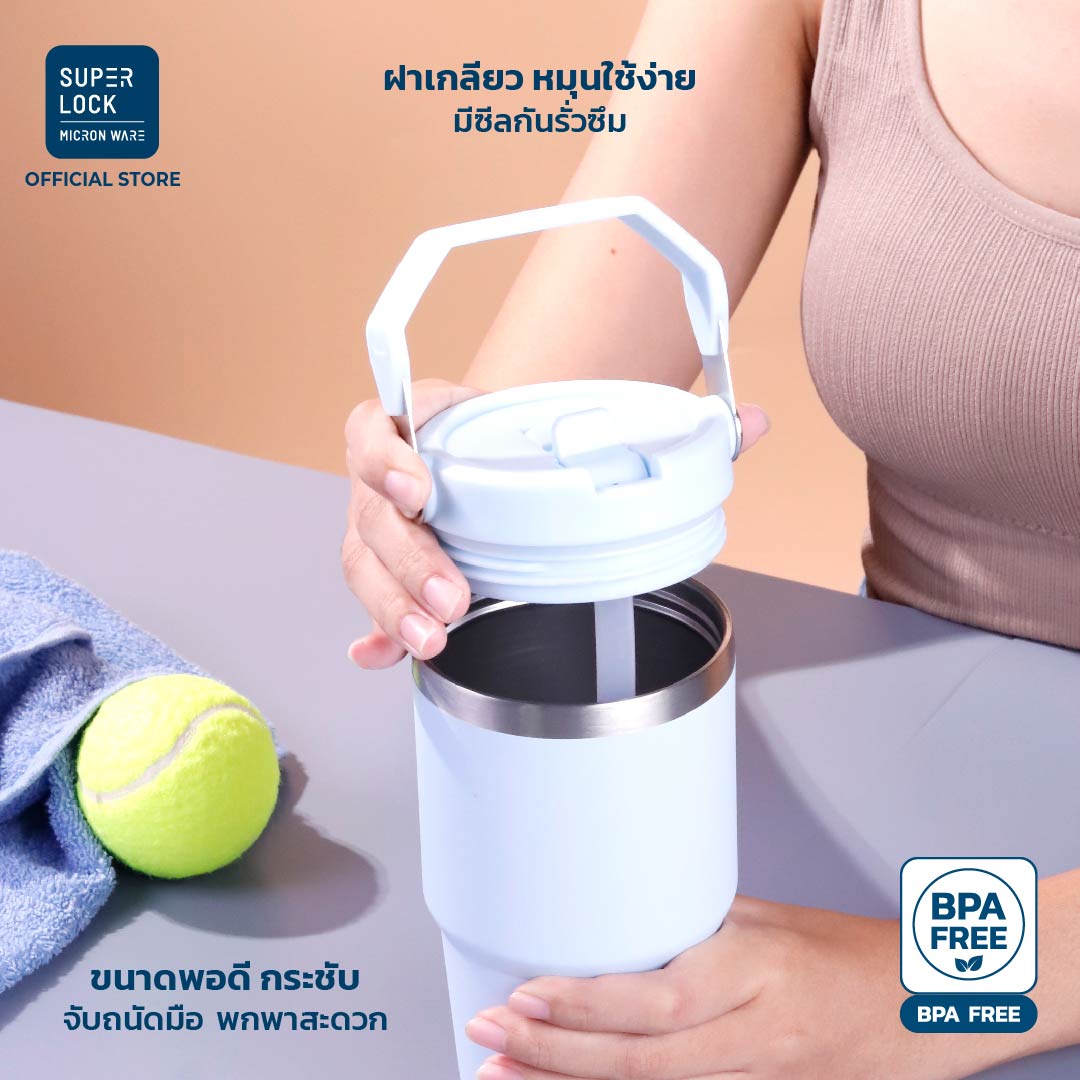 Super Lock แก้วน้ำเก็บความเย็น แก้วกาแฟ กระบอกสแตนเลส 304 แก้วน้ำเก็บอุณหภูมิขนาด 600,880ML ...