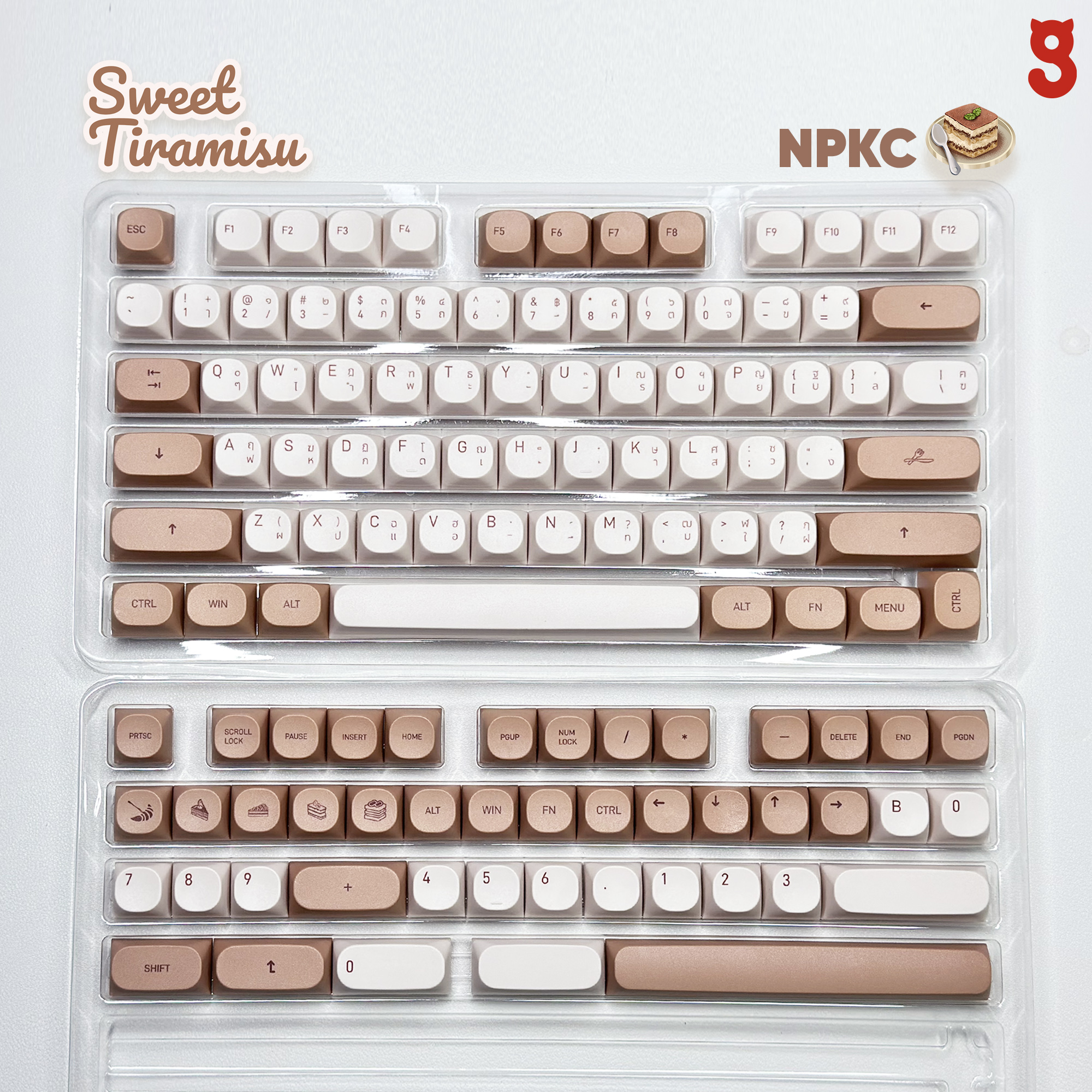 (พร้อมส่งจากไทย) คีย์แคปไทย ENG/TH Sweet Tiramisu NPKC keycap set PBT Sublimation MA Profile 119 ...