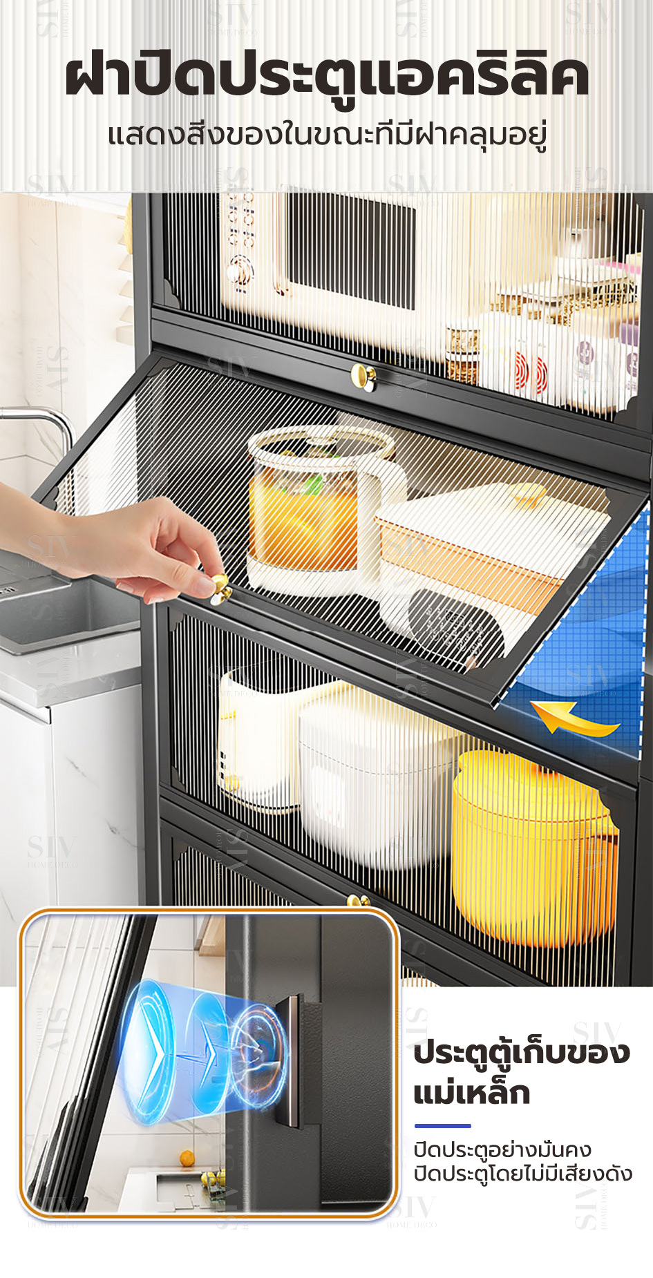 SIV 3/4/5/6 ชั้น ตู้เก็บของในครั ตู้กับข้าว ด้วยประตูและล้อ 80-100ซม ...