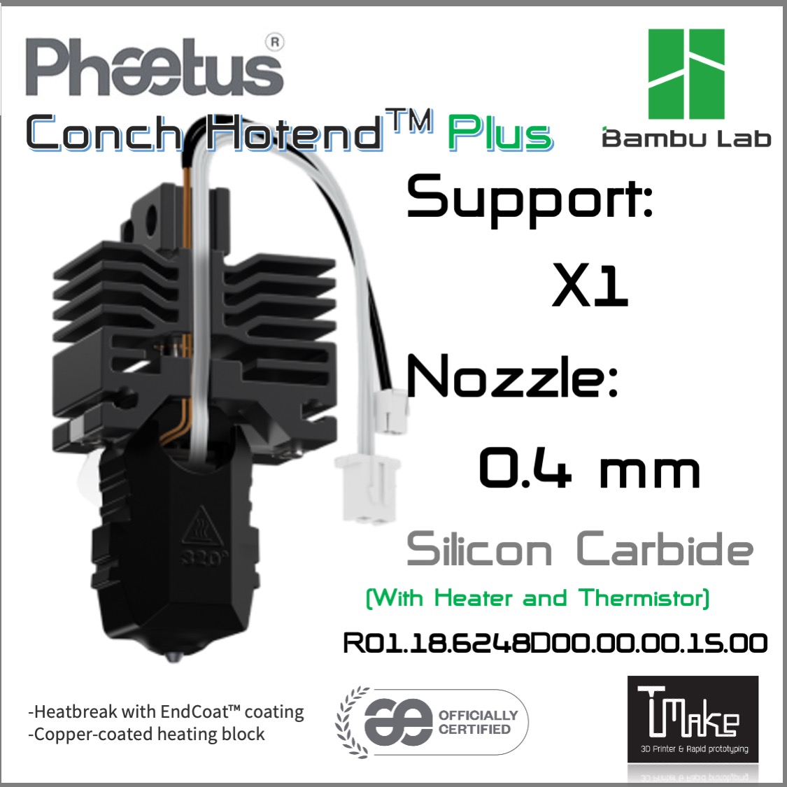 Phaetus Conch Hotend™ / Conch Hotend™ Plus for Bambu Lab X1/P1 Optimized High Flow Performance ...
