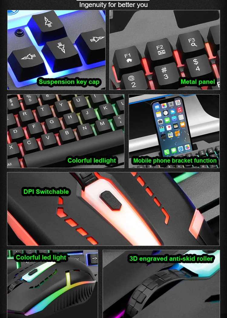LIMEIDE T25 Set Keyboard & Mouse Set Wired 104 Thai Buttons Gaming ...