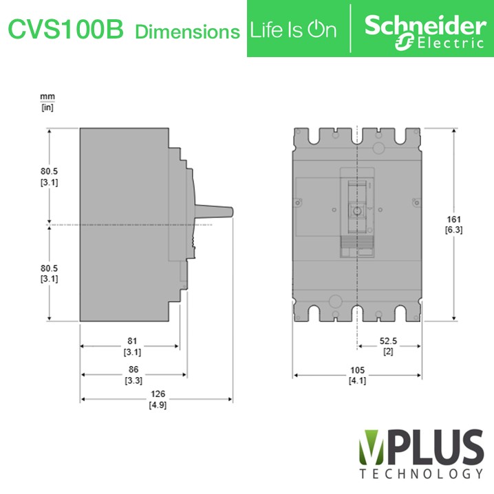 Schneider เบรกเกอร์ EasyPact CVS Breaker CVS100B 25 kA เฟรม 100 AF ทริป ...
